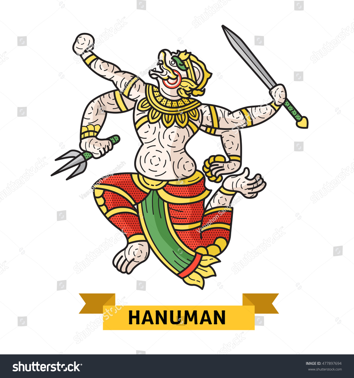 Hanuman Monkey King Stock Vector (Royalty Free) 477897694 | Shutterstock