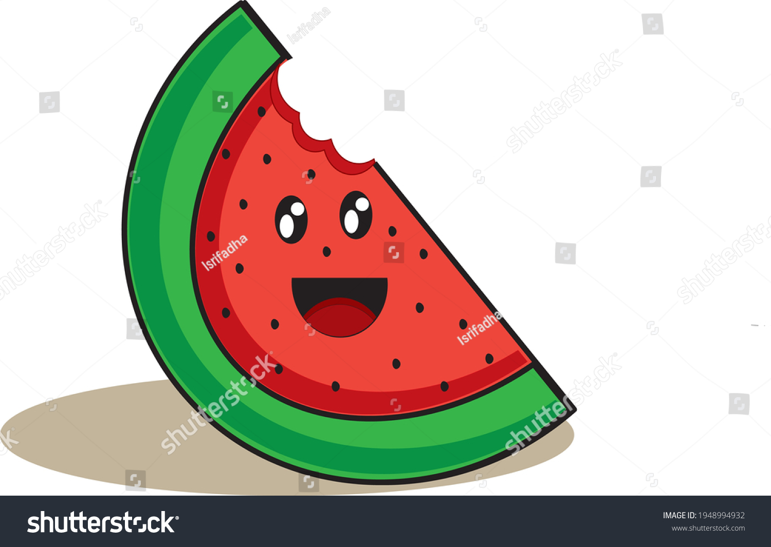 Happines Fresh Slice Watermelons Fruit Stock Vector (Royalty Free ...