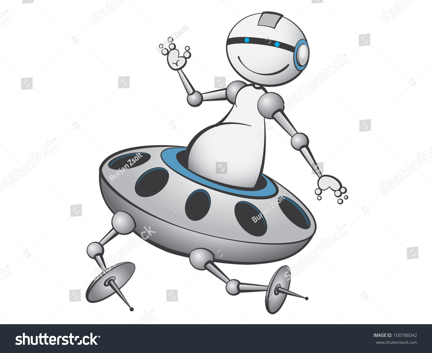 Happy Alien Robot Spaceship Stock Vector (Royalty Free) 100786042 ...