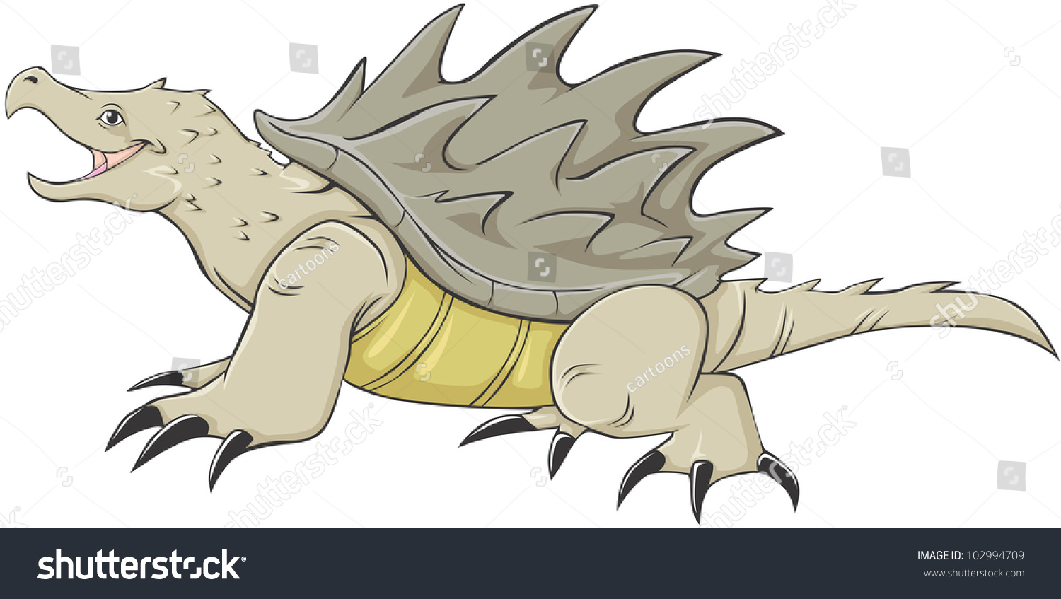 Happy Alligator Snapping Turtle Cartoon: vector de stock (libre de ...