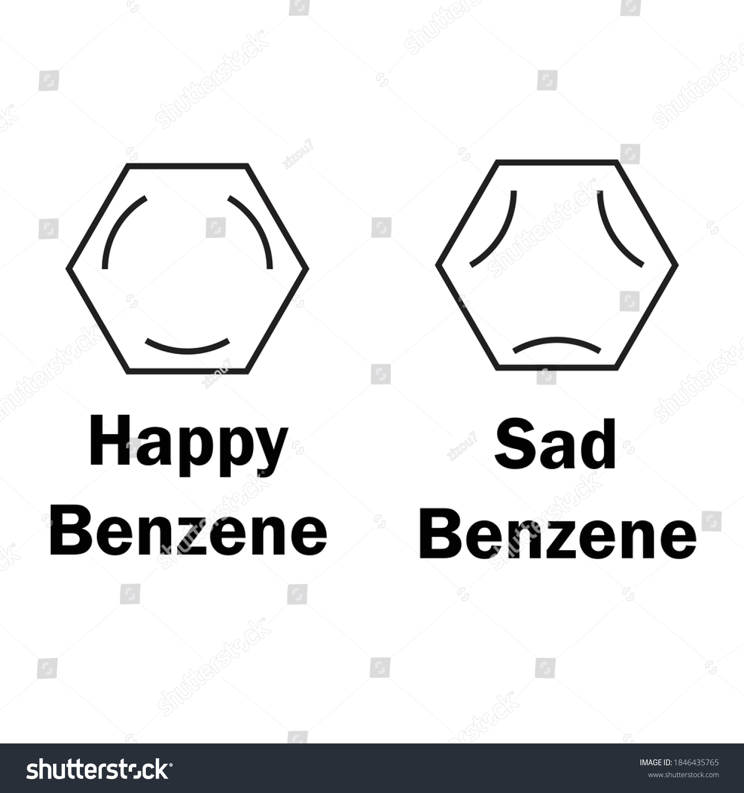 estructura de benceno feliz y triste: vector de stock (libre de ...
