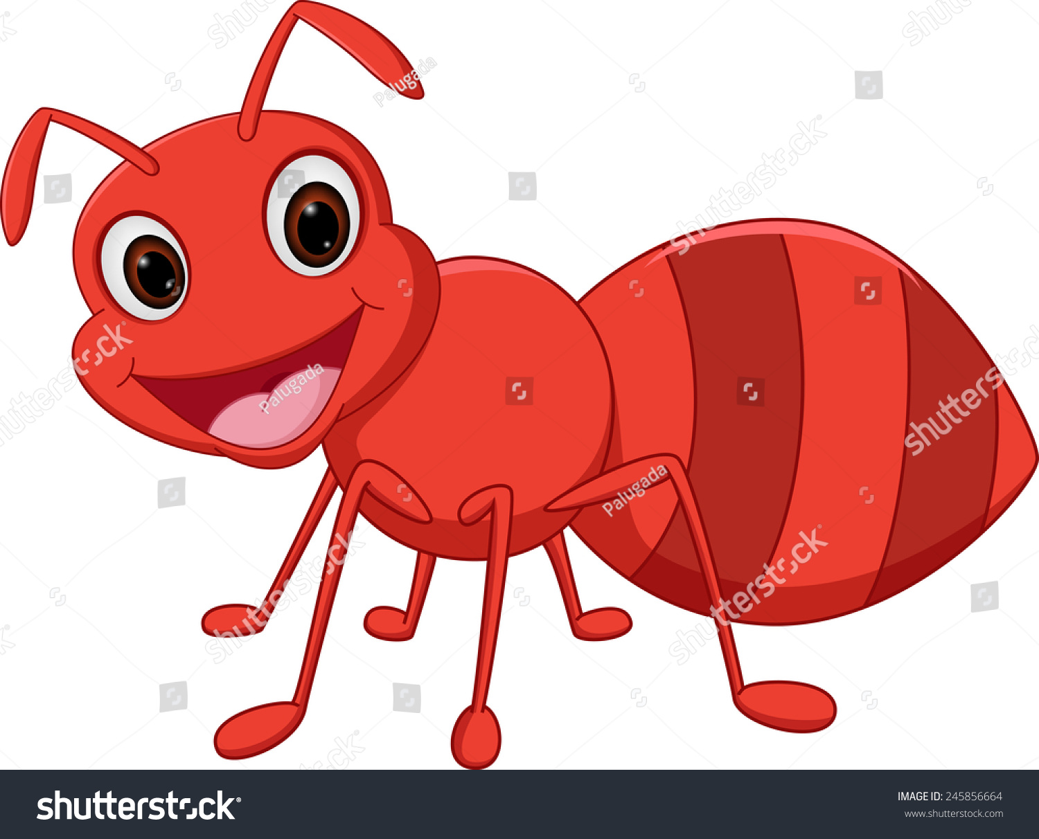 Happy Ant Cartoon Stock Vector Illustration 245856664 : Shutterstock