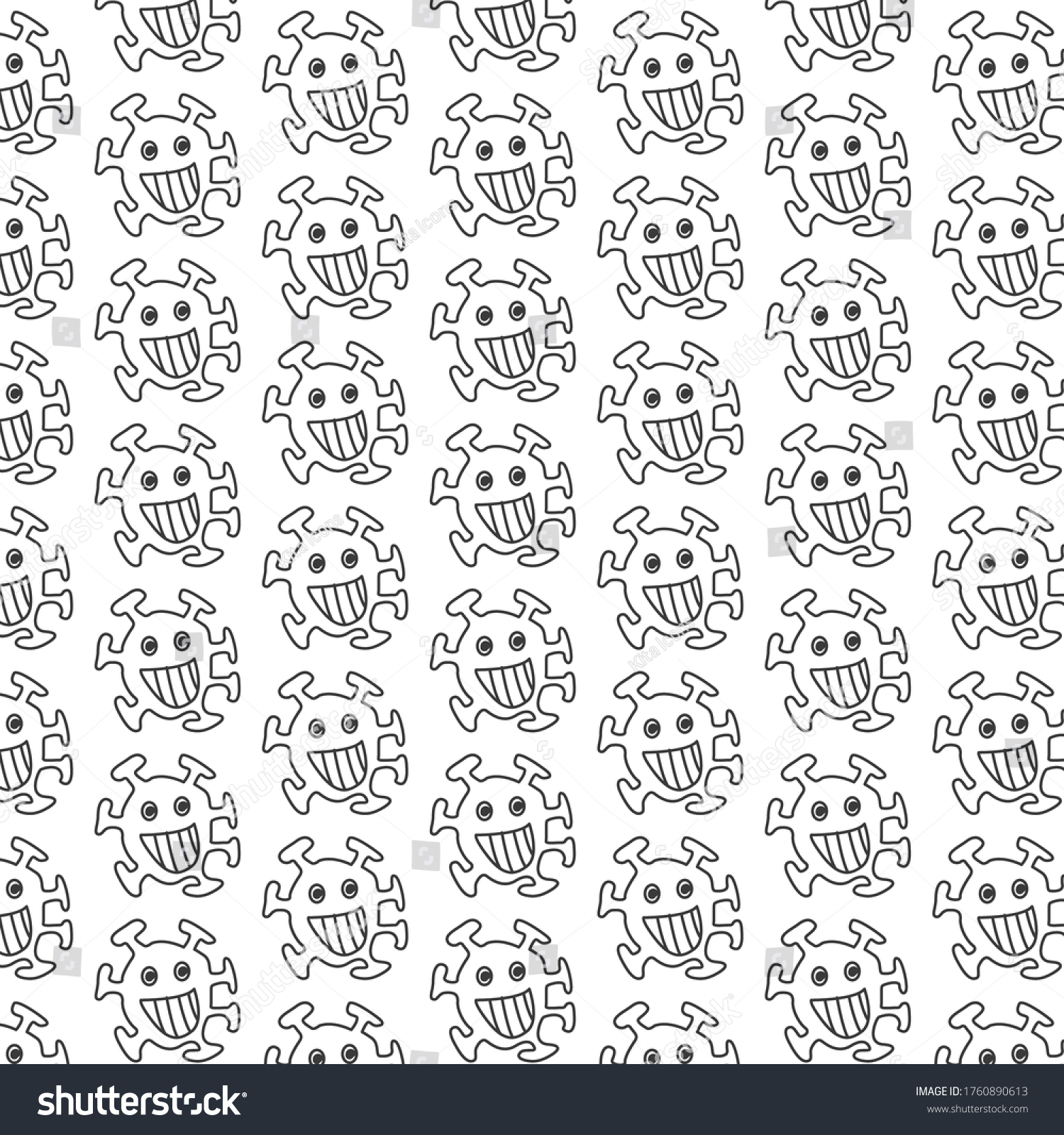 Happy Bacteria Smile Face Doodle Pattern Stock Vector (Royalty Free ...