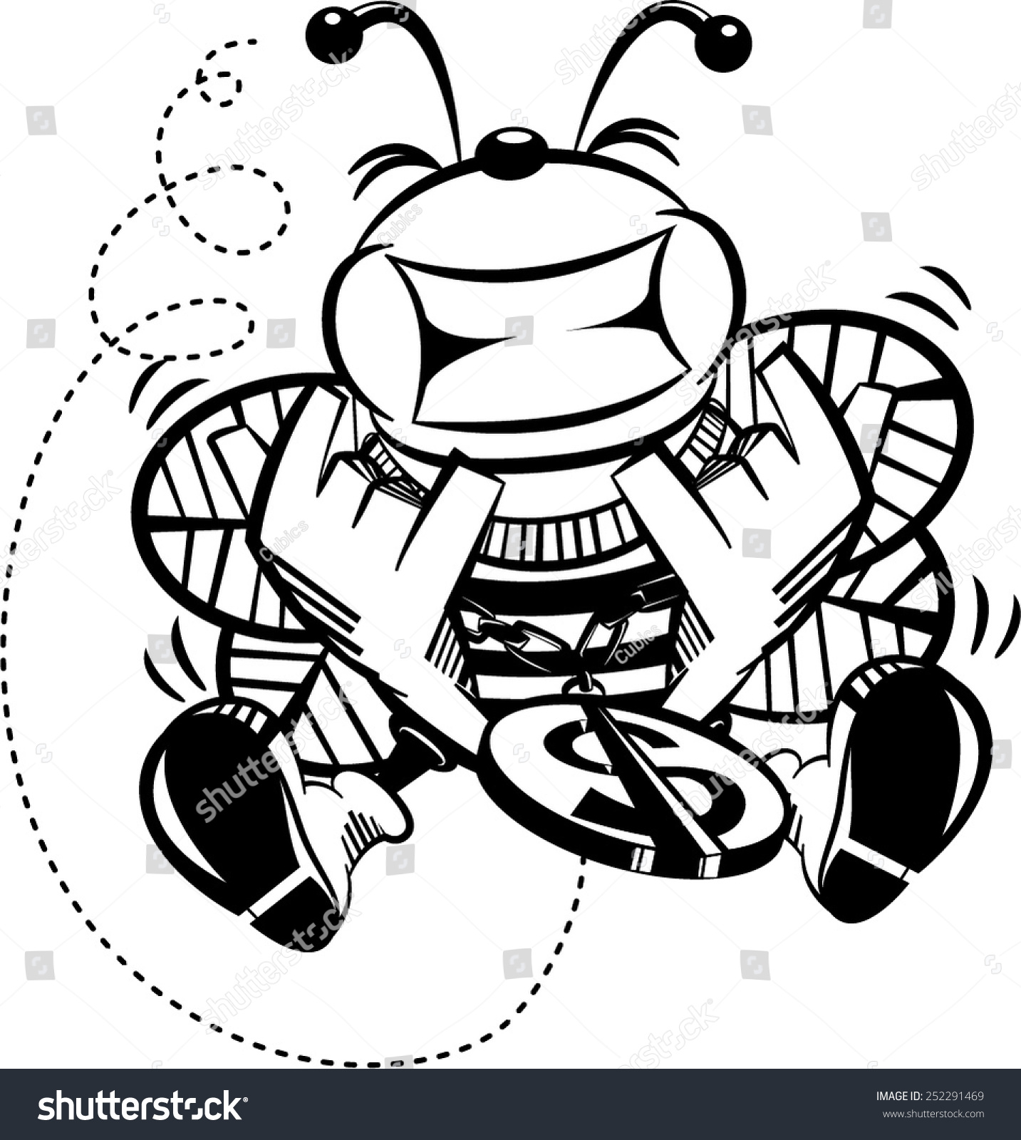 Happy Bee Boy Cartoon Outlined Vector Stock Vector (Royalty Free) 252291469