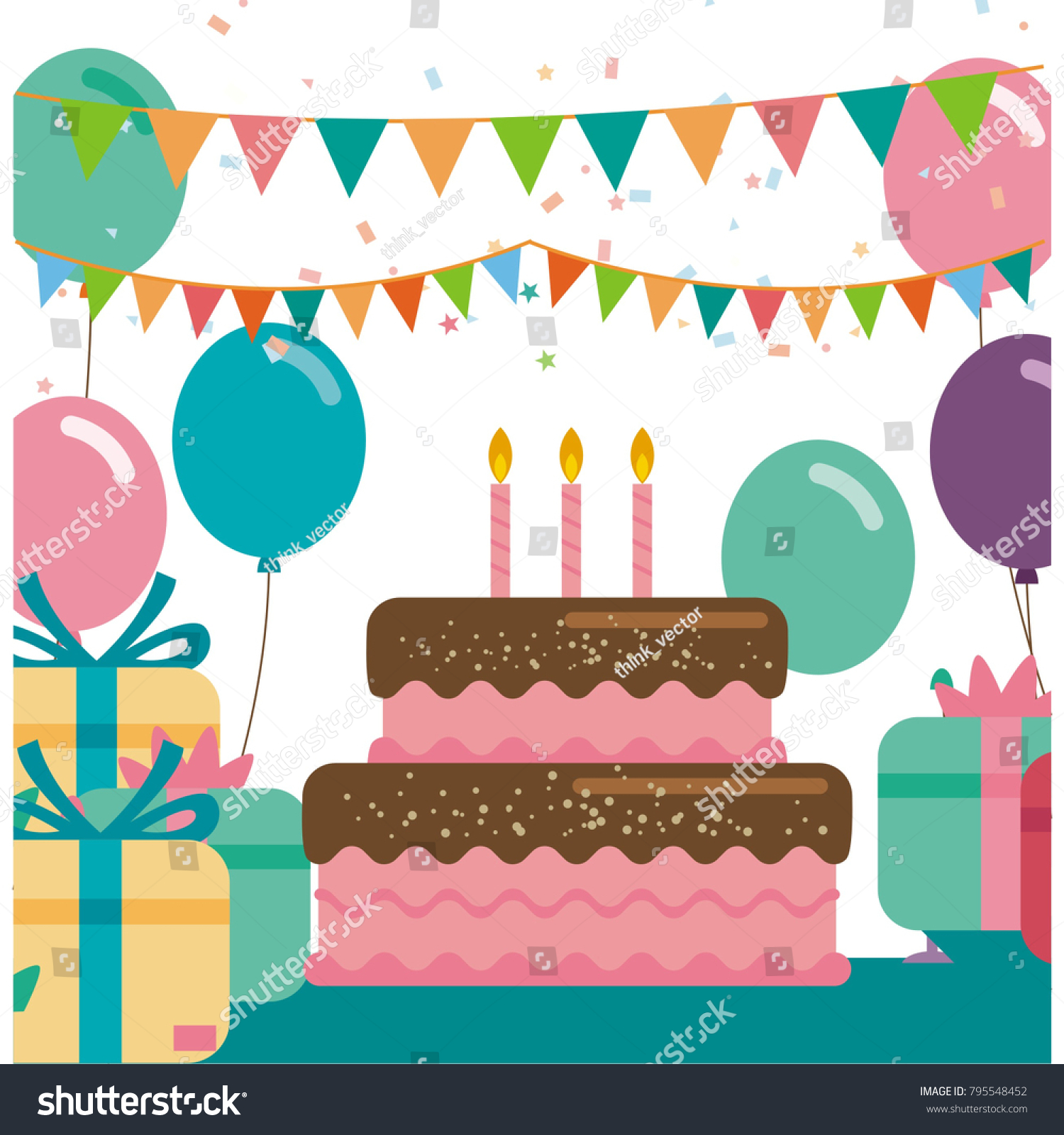 Happy Birthday Cake Vector Stock Vector (Royalty Free) 795548452