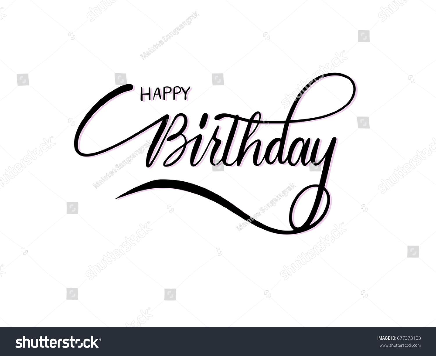 Happy Birthday Calligraphy Vector Stock Vector (Royalty Free) 677373103