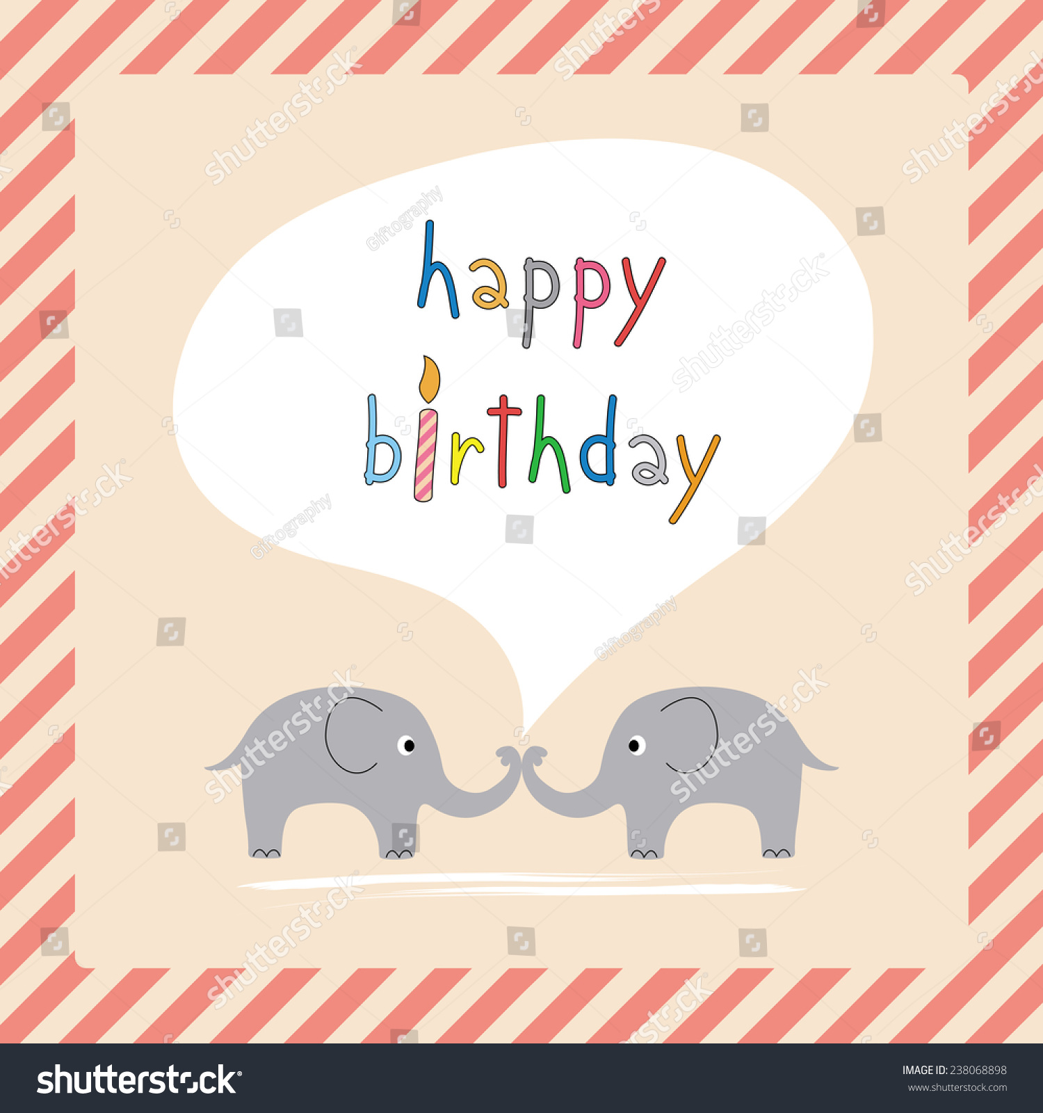Happy Birthday Card Elephants Stock Vector (Royalty Free) 238068898 ...