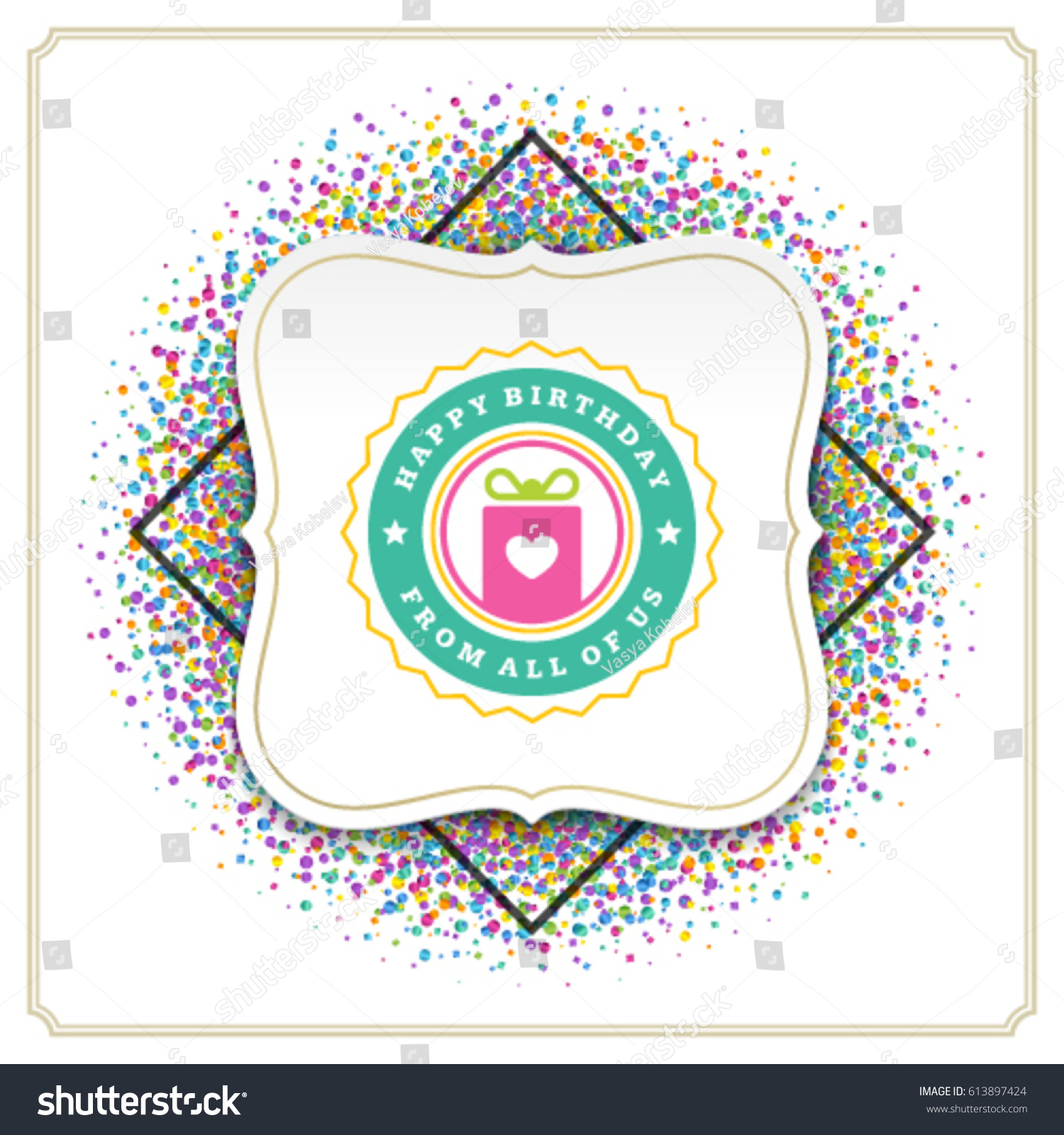 Happy Birthday Greeting Card Design Vector 库存矢量图(免版税)613897424