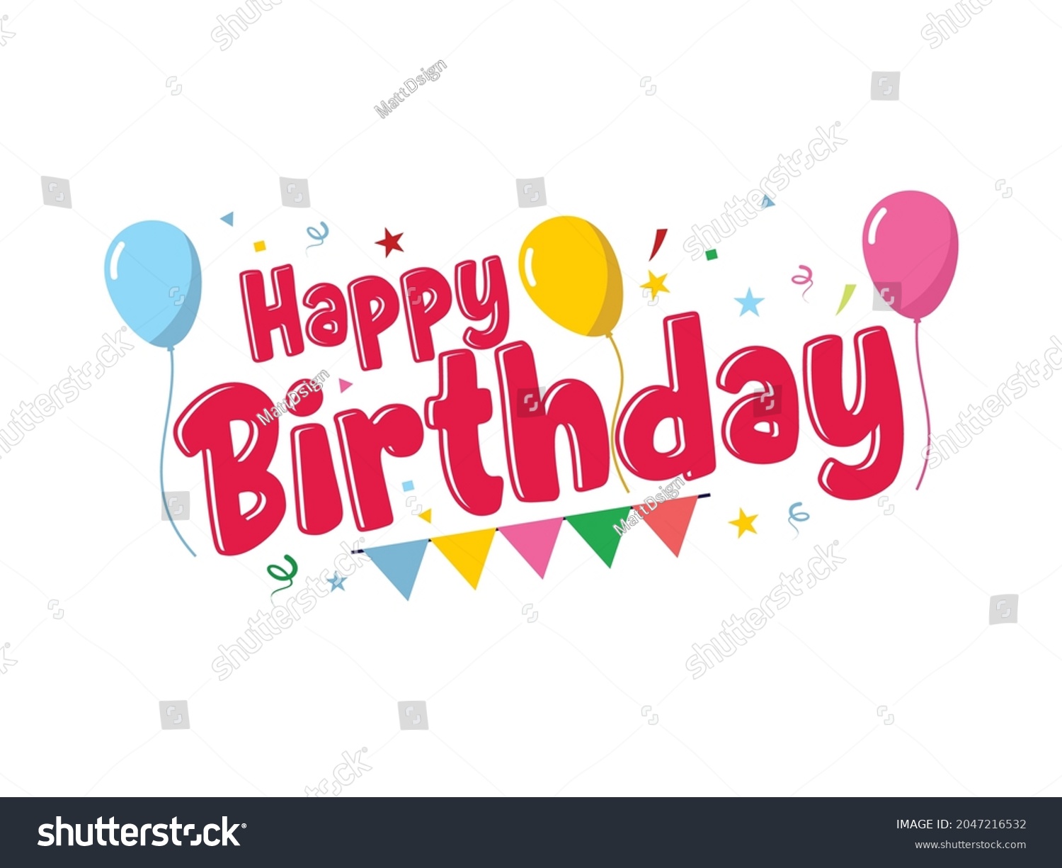 Happy Birthday Logo Vector Template Stock Vector (Royalty Free) 2047216532