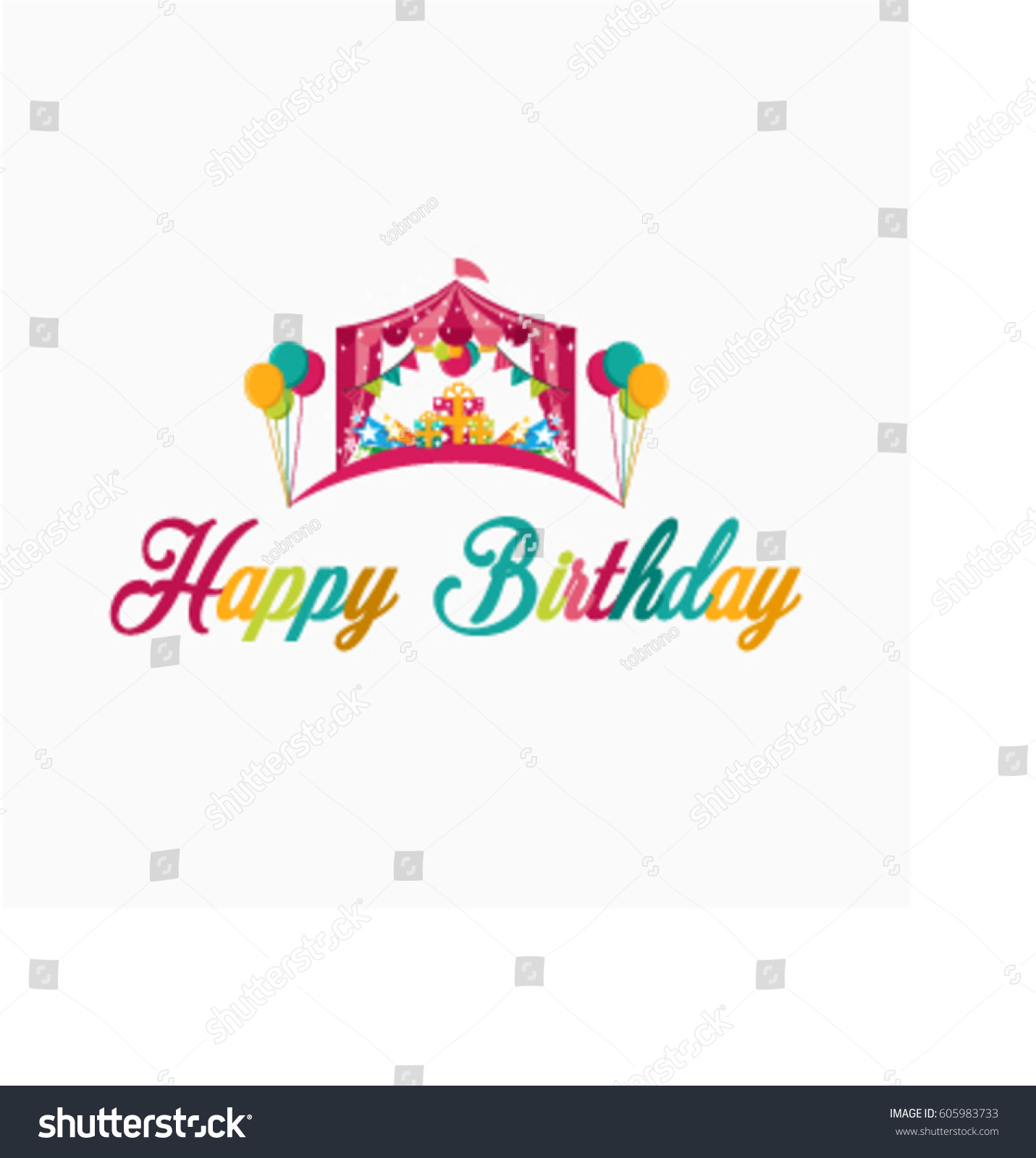 Happy Birthday Logo Vector Template Stock Vector (Royalty Free) 605983733