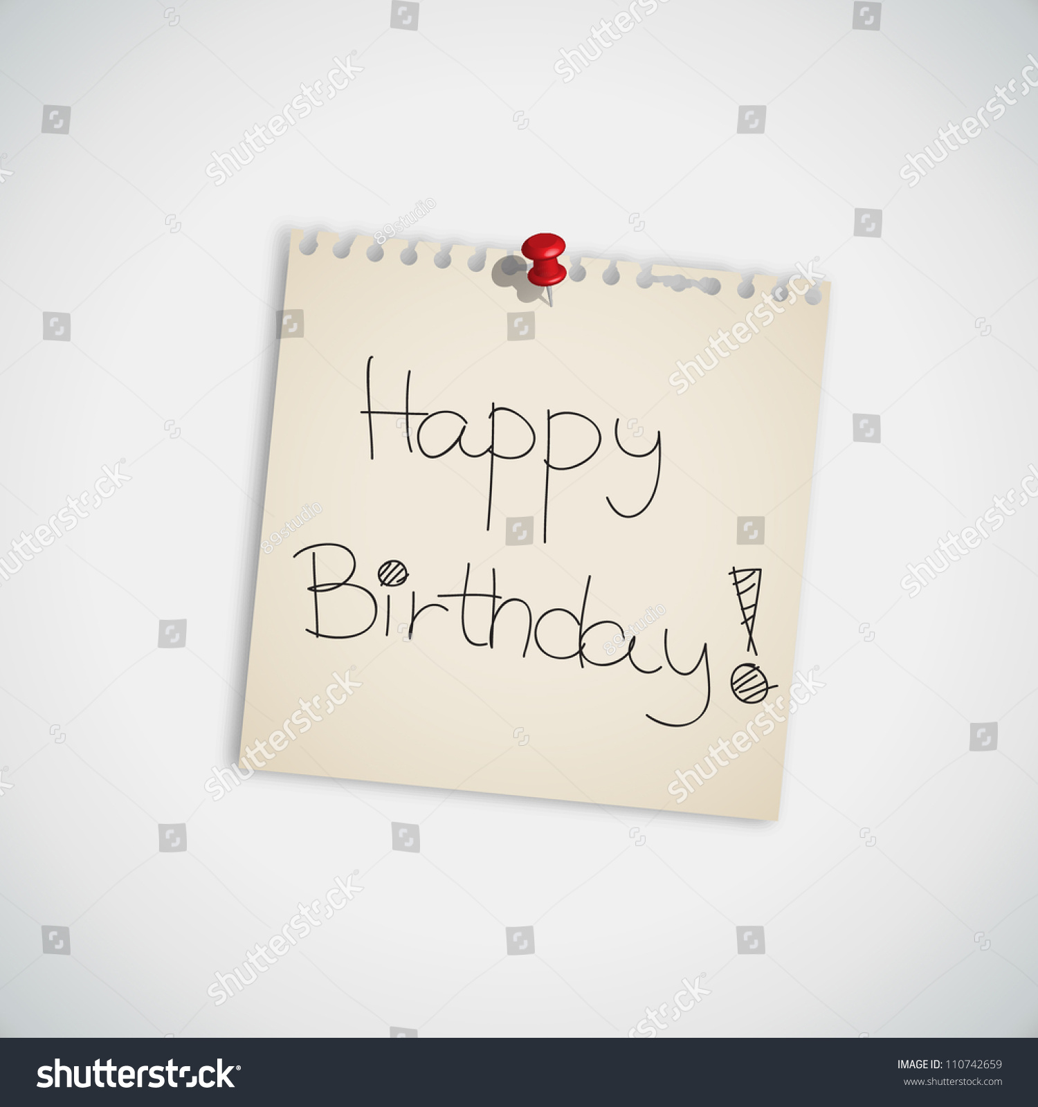 Happy Birthday Note Vector: เวกเตอร์สต็อก (ปลอดค่าลิขสิทธิ์) 110742659 ...