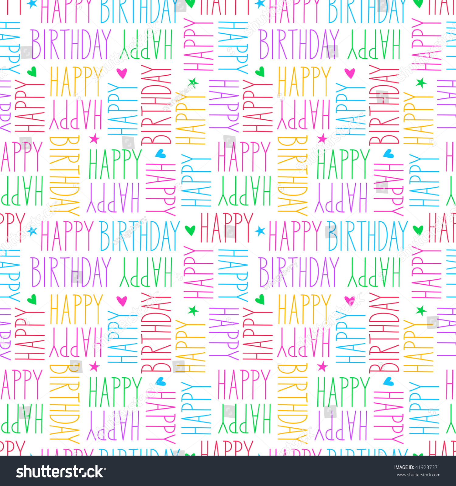 Happy Birthday Seamless Pattern 库存矢量图（免版税）419237371 | Shutterstock