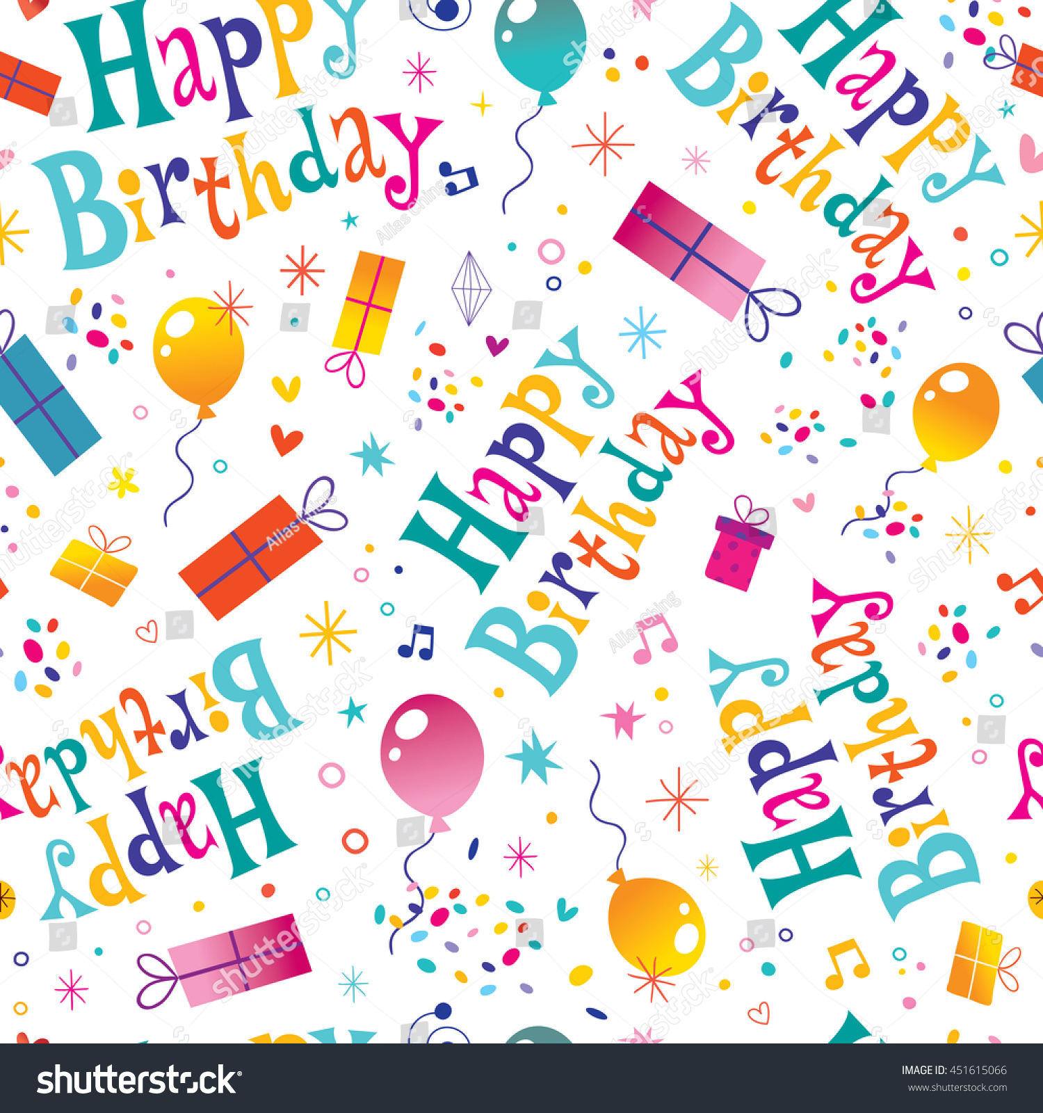 Happy Birthday Seamless Pattern Stock Vector (Royalty Free) 451615066