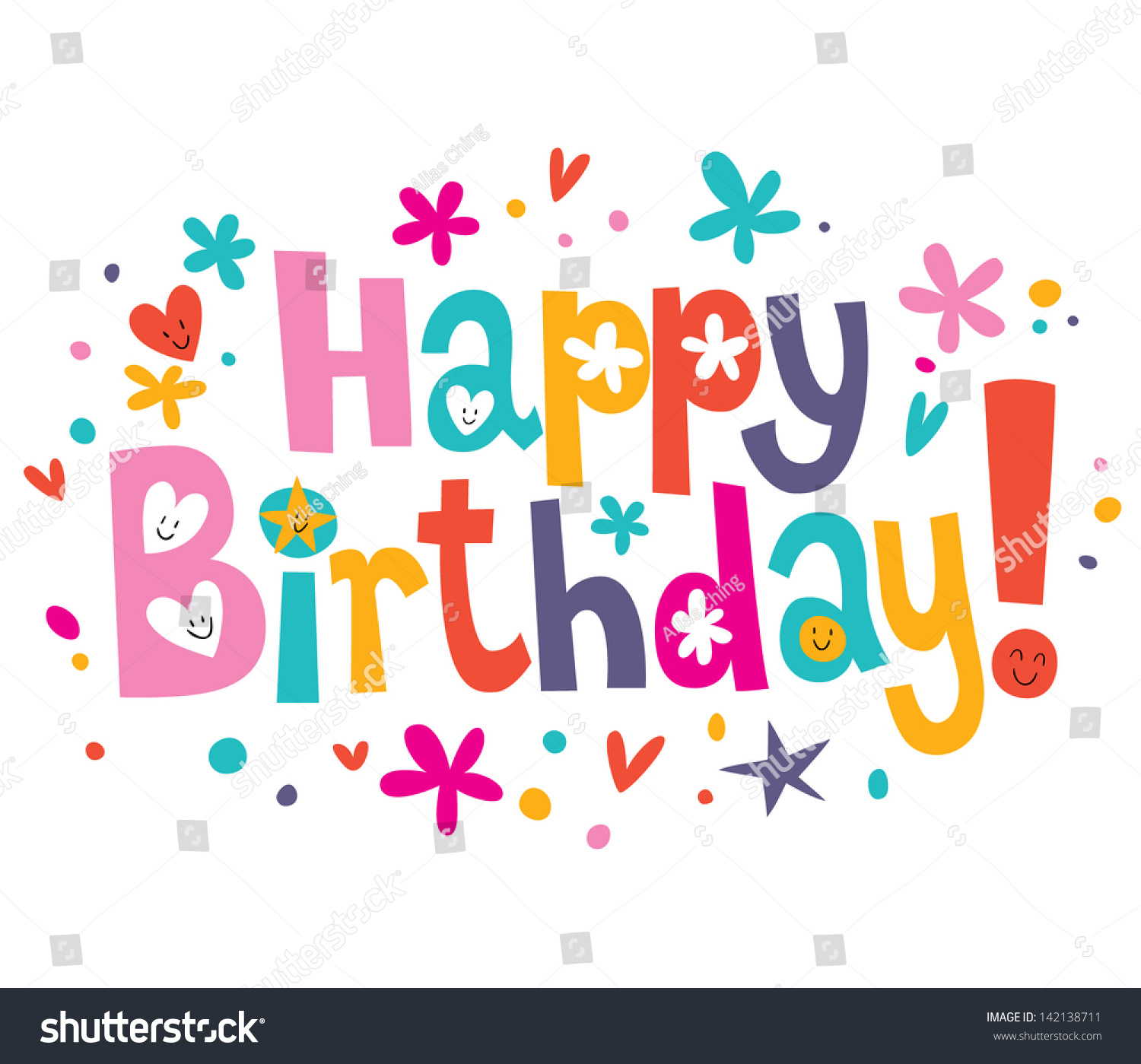 Happy Birthday Text Stock Vector (Royalty Free) 142138711 | Shutterstock