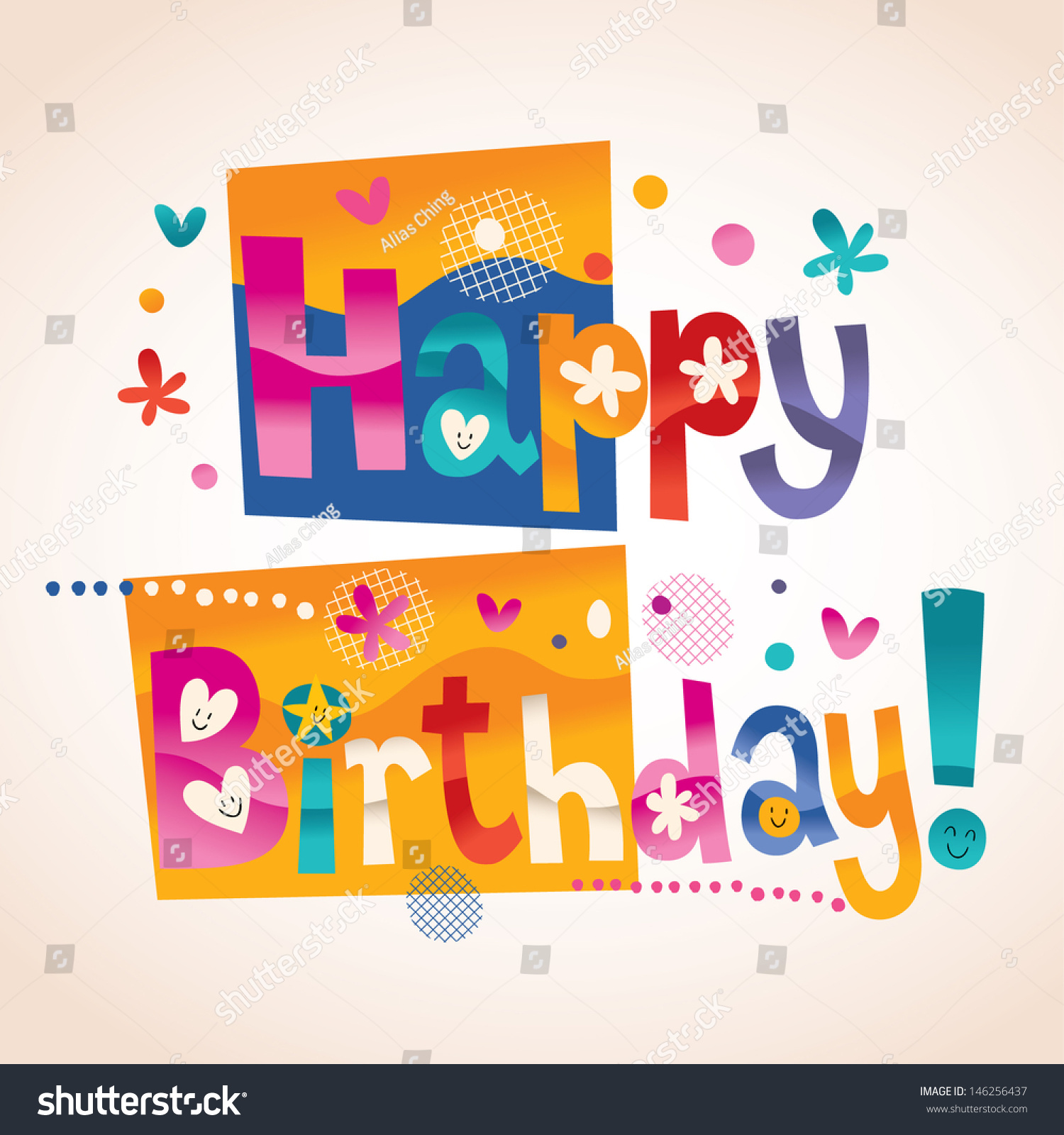 Happy Birthday Text Stock Vector (Royalty Free) 146256437 | Shutterstock