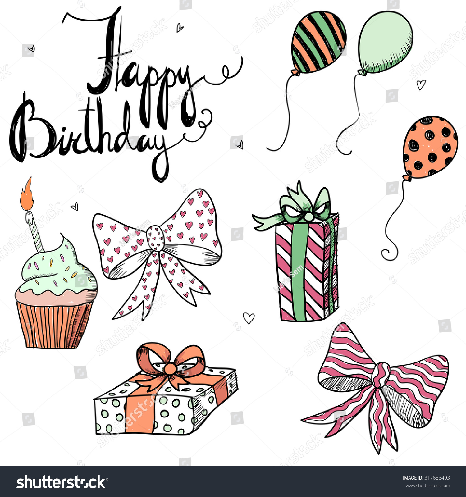 Happy Birthday Vector Set Stock Vector (Royalty Free) 317683493 ...