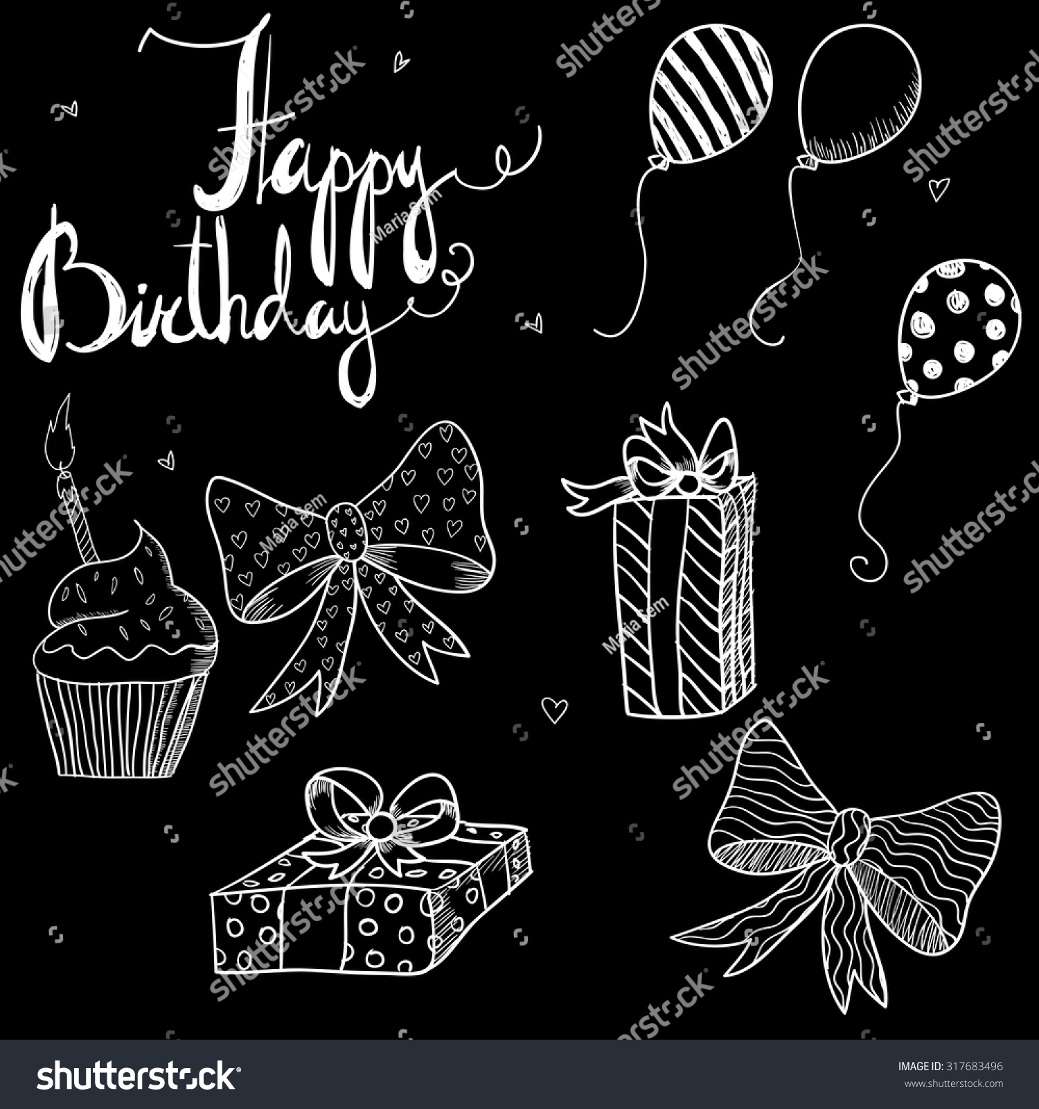 Happy Birthday Vector Set Stock Vector (Royalty Free) 317683496