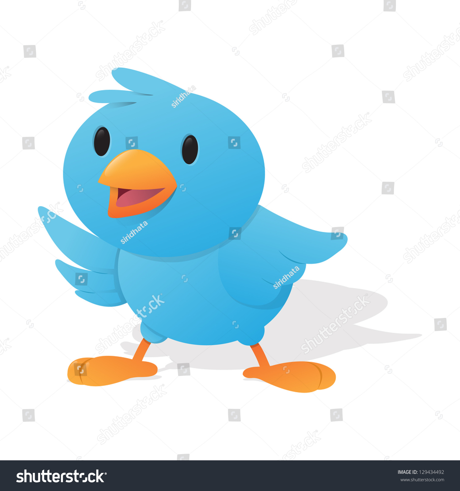 Happy Blue Bird Vector Illustration Stock Vector (Royalty Free) 129434492