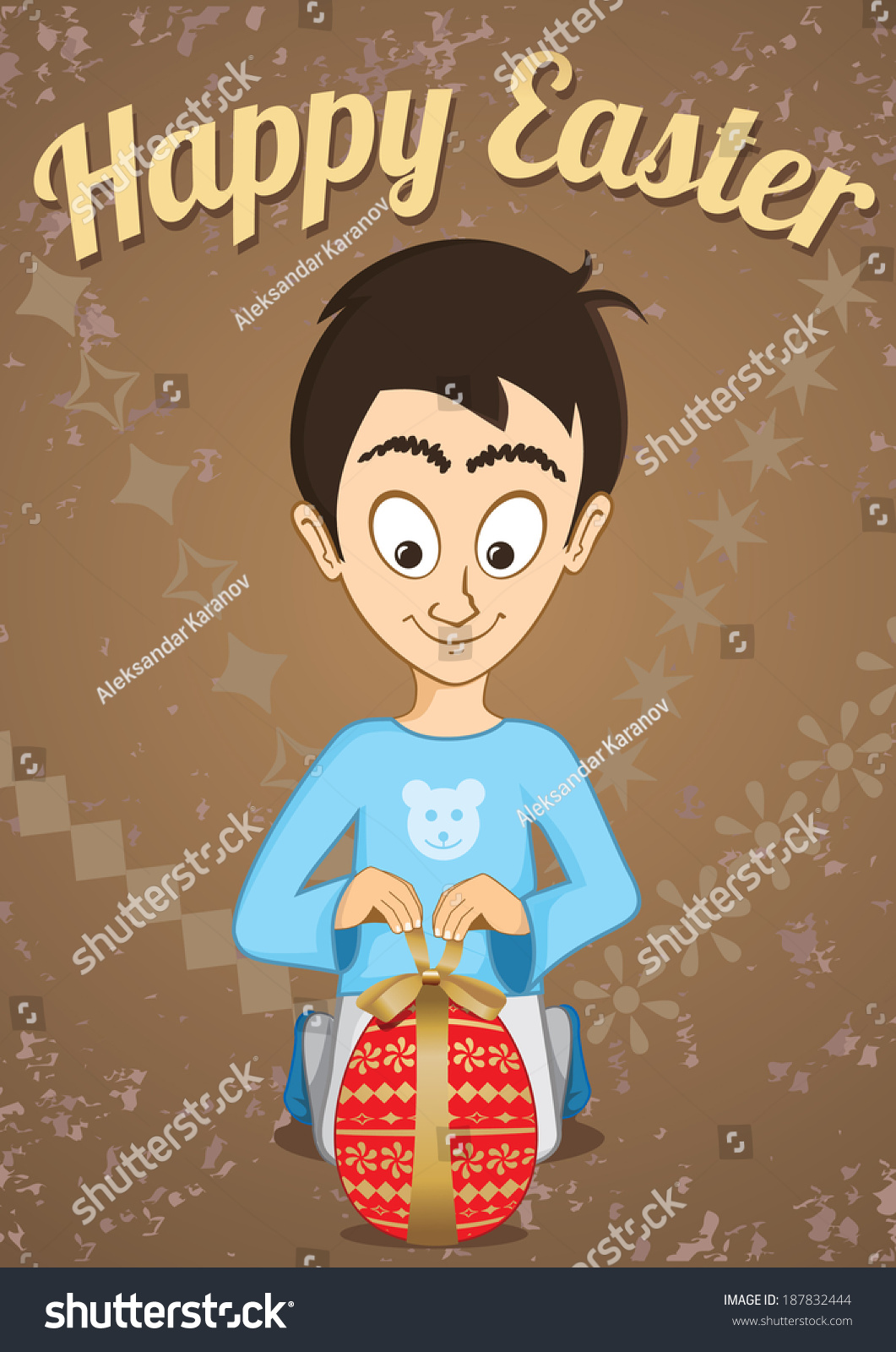 Happy Boy Easter Egg Vector Illustration Stock Vector (Royalty Free ...