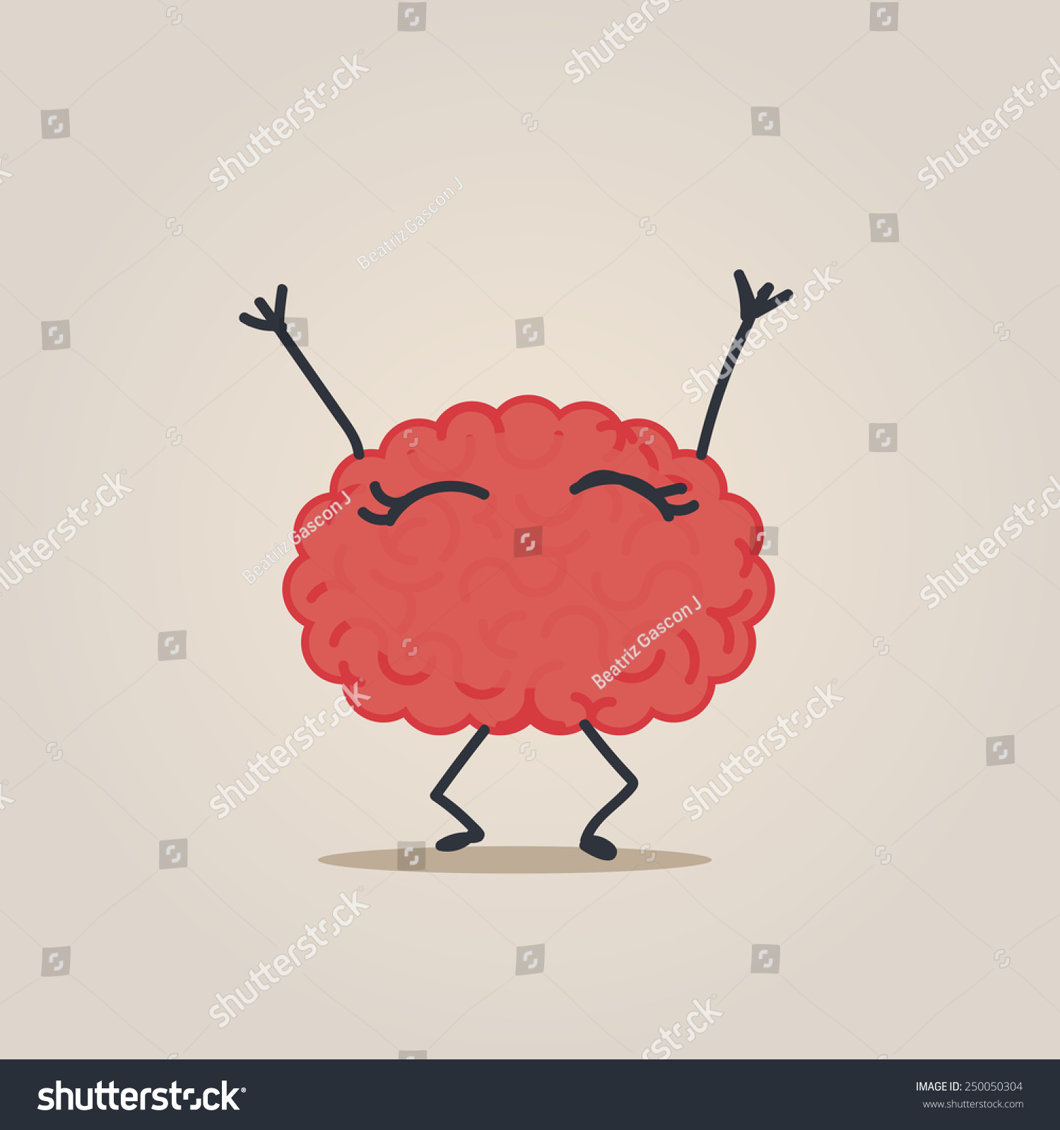 Happy Brain Character Stock Vector 250050304 - Shutterstock