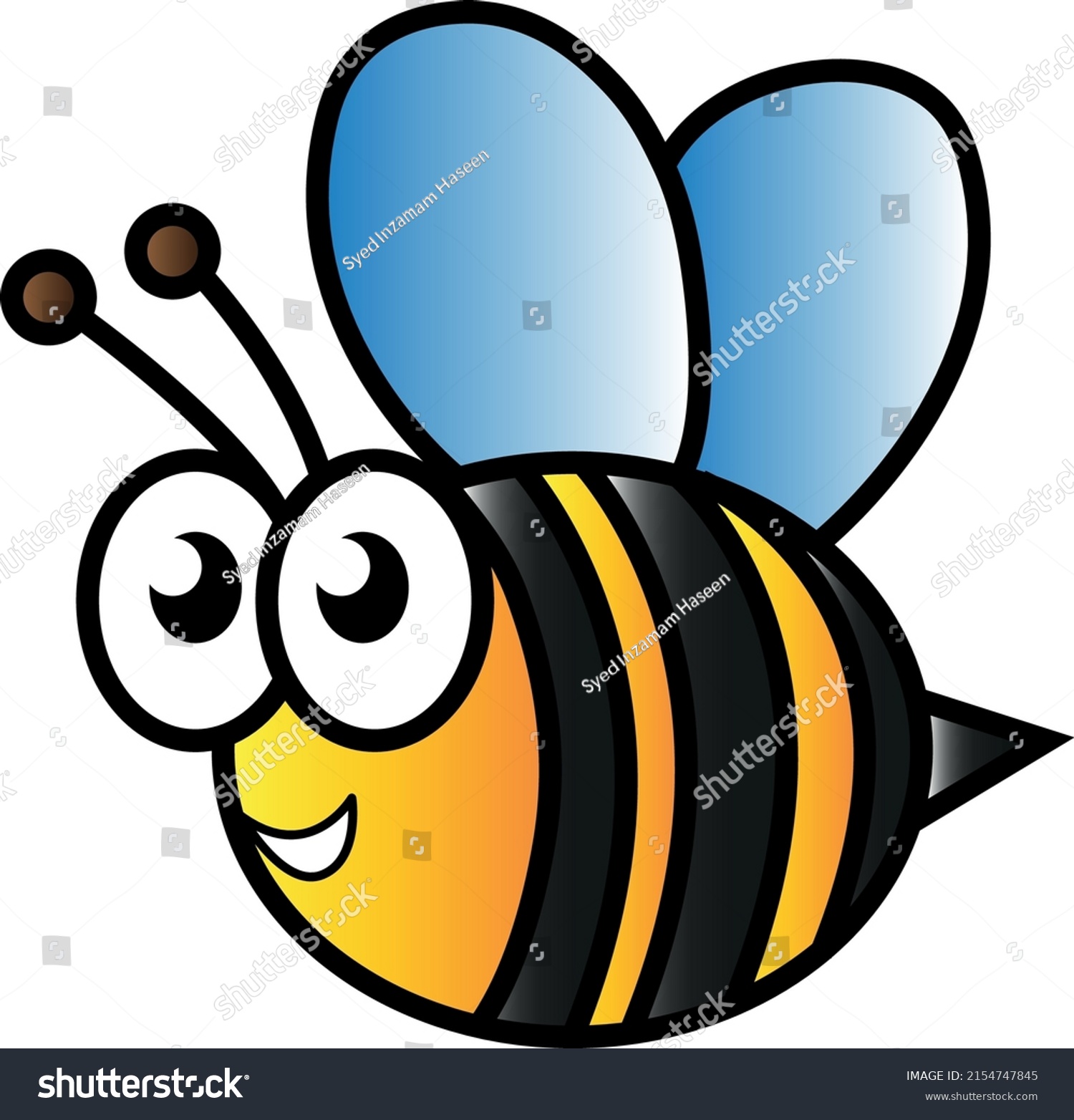 Happy Bumblebee Cartoon Illustration Vector Stock Vector (Royalty Free ...