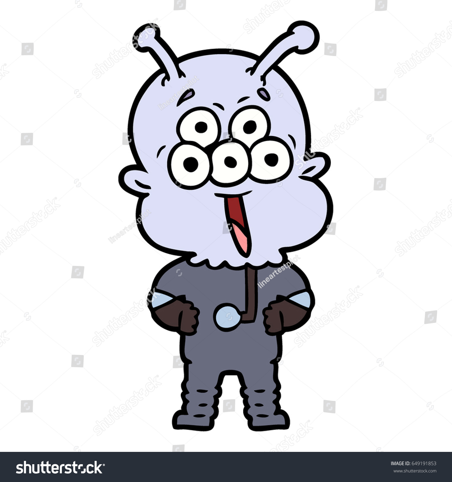 Happy Cartoon Alien Stock Vector (Royalty Free) 649191853