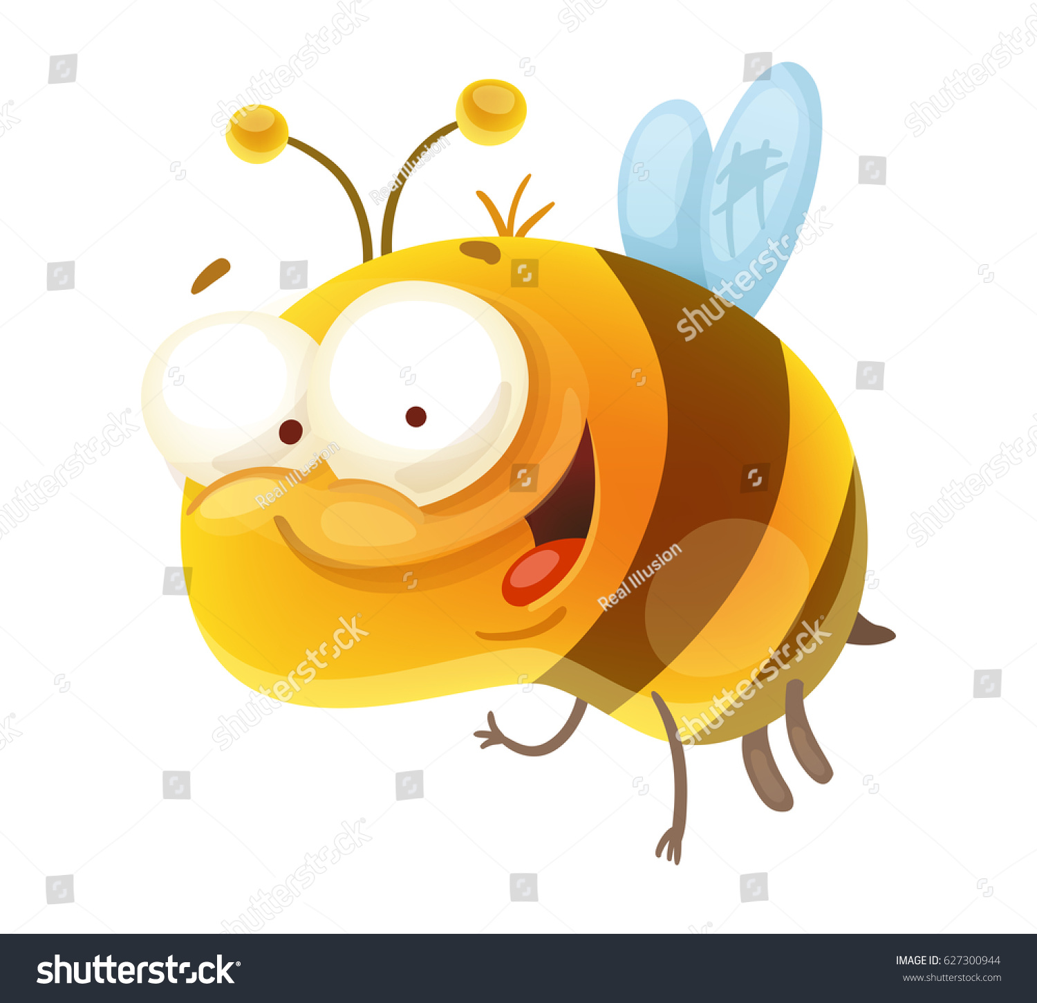 Happy Cartoon Bee Stock Vector (Royalty Free) 627300944