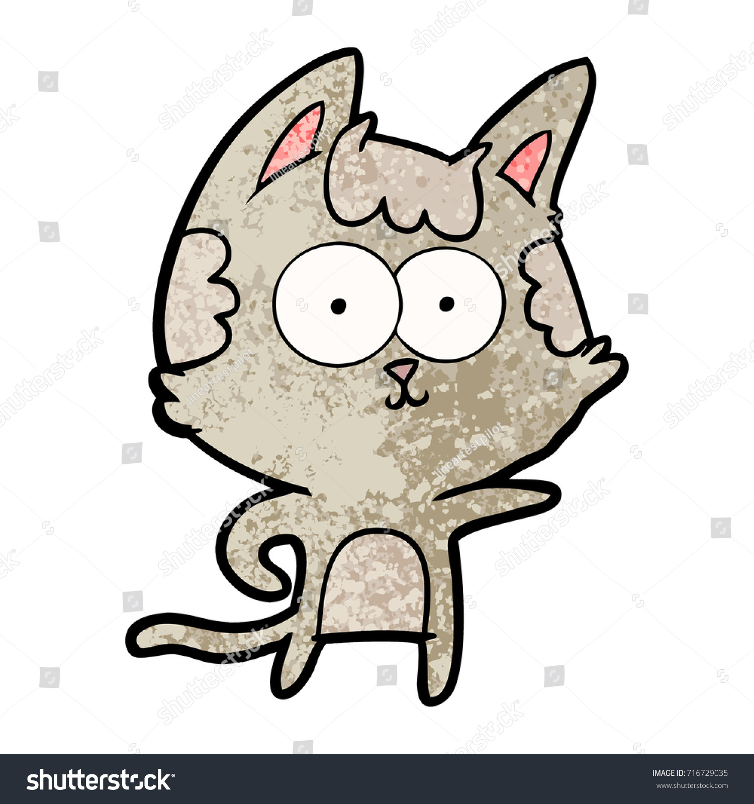 Happy Cartoon Cat Pointing Stock Vector (Royalty Free) 716729035