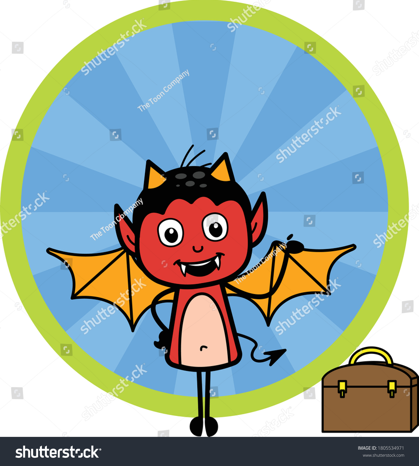 Happy Cartoon Devil Presenting Vector Illustration Stock Vector ...