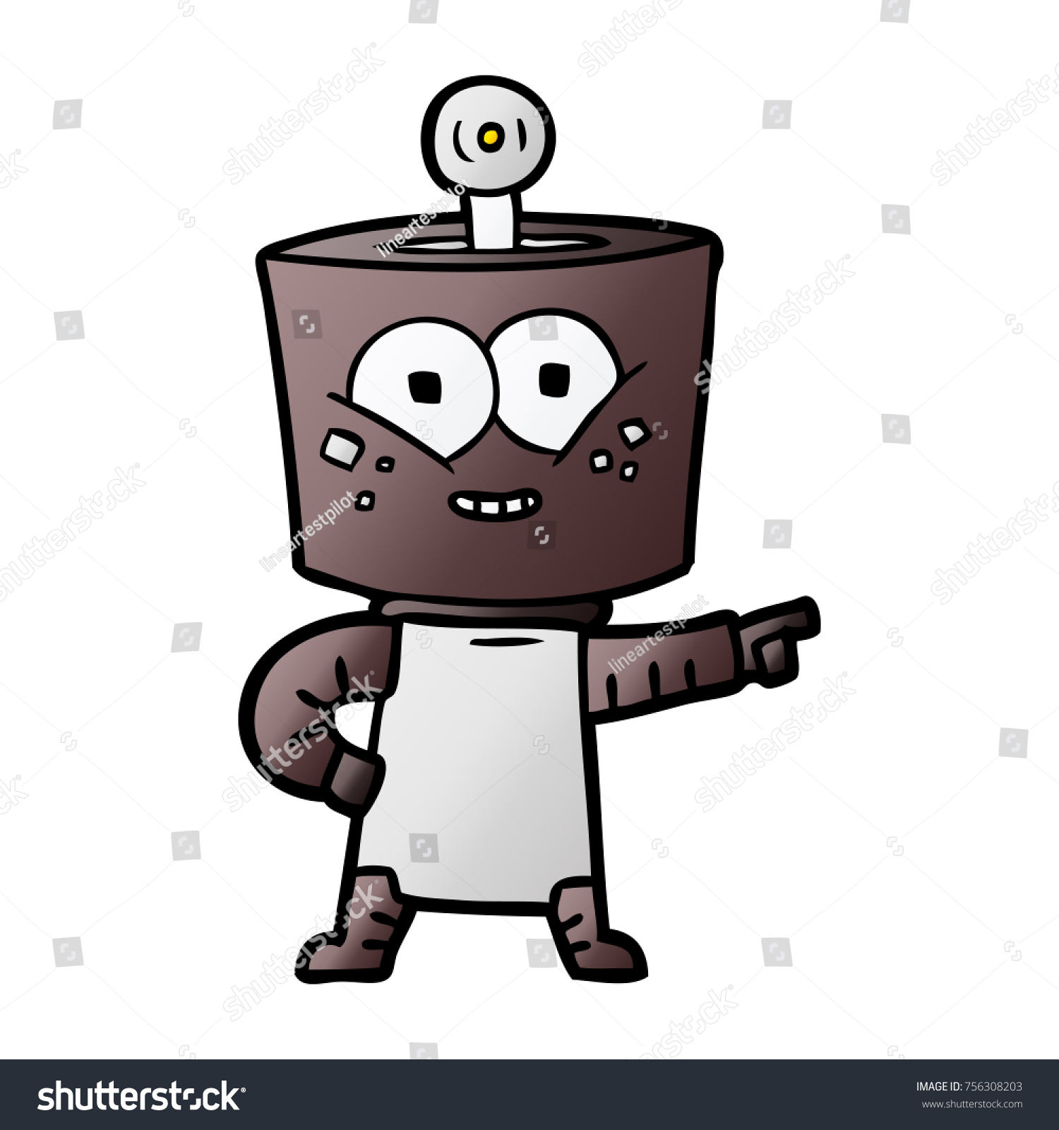 Happy Cartoon Robot Pointing Stock Vector (Royalty Free) 756308203 ...