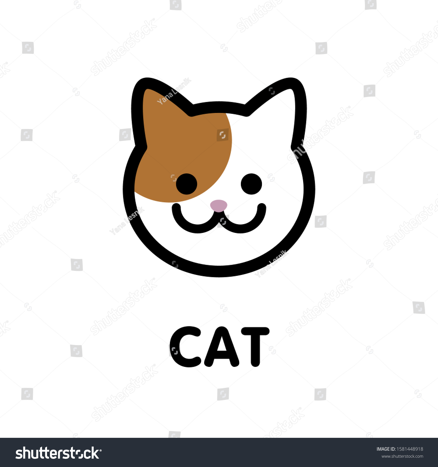 Happy Cat Face Sign Logotype Design Stock Vector (Royalty Free) 1581448918
