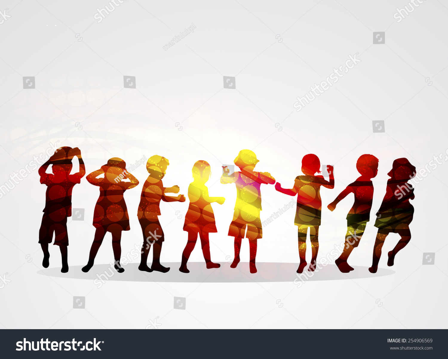 Happy Children Dancing Together Stock Vector (Royalty Free) 254906569 ...