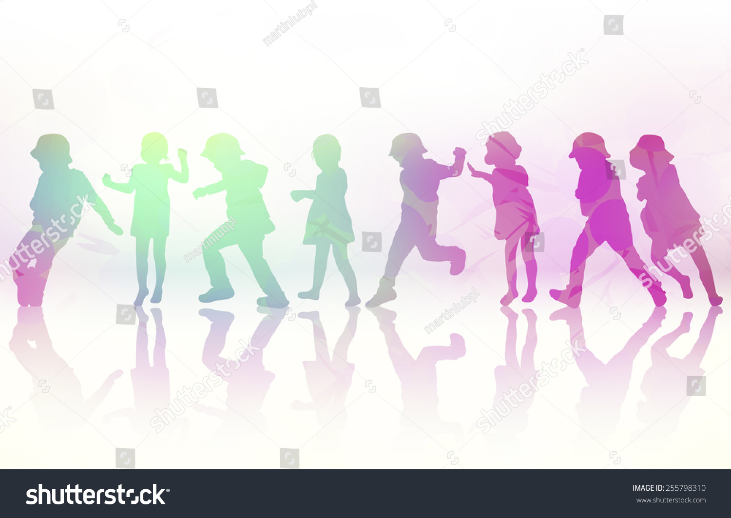 Happy Children Dancing Together Stock Vector (Royalty Free) 255798310