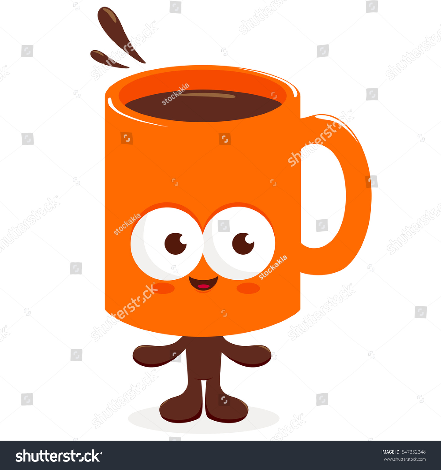 Happy Coffee Mug Character Stock Vector 547352248 - Shutterstock