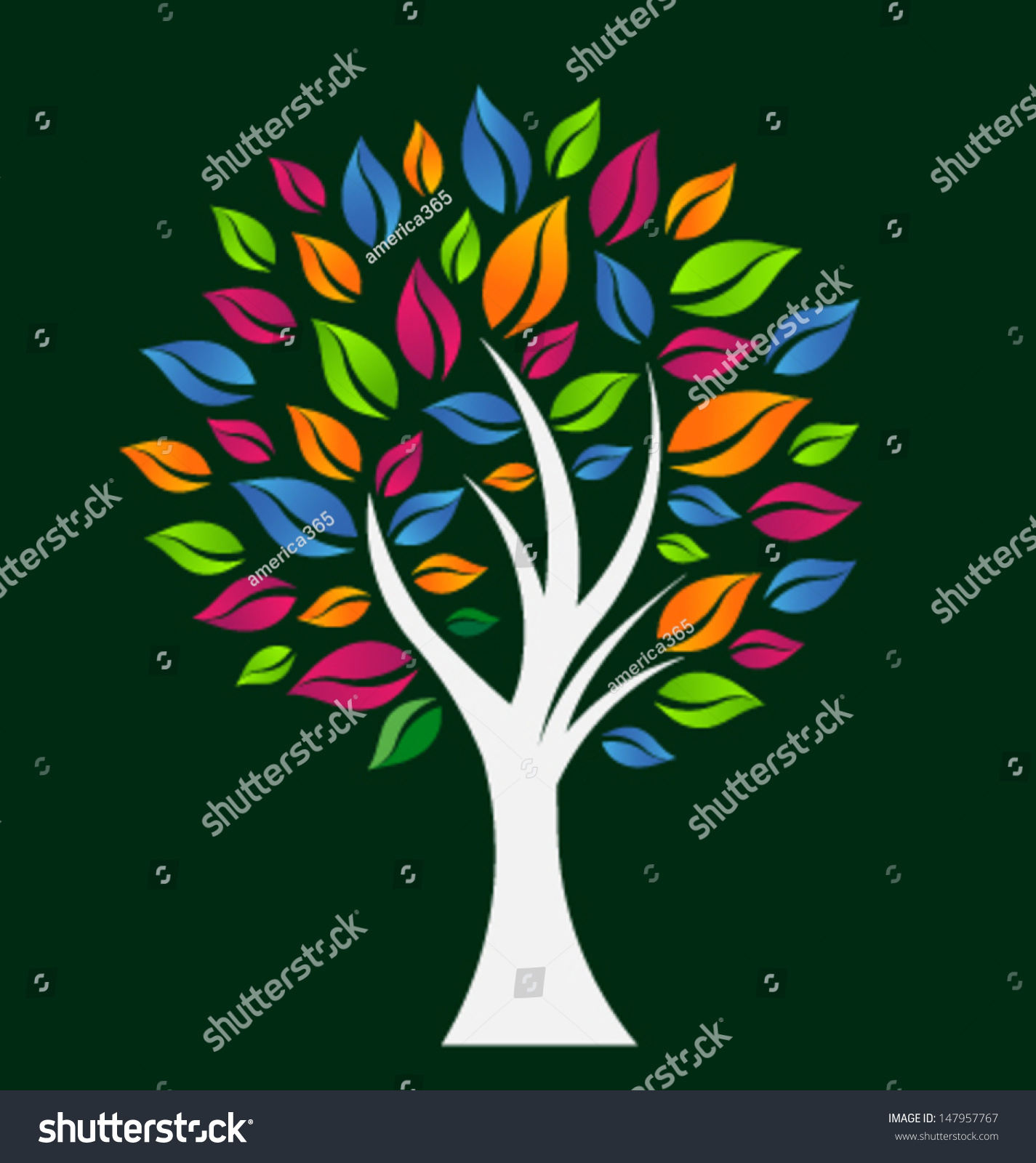 Happy Color Tree Vector: vector de stock (libre de regalías) 147957767 ...
