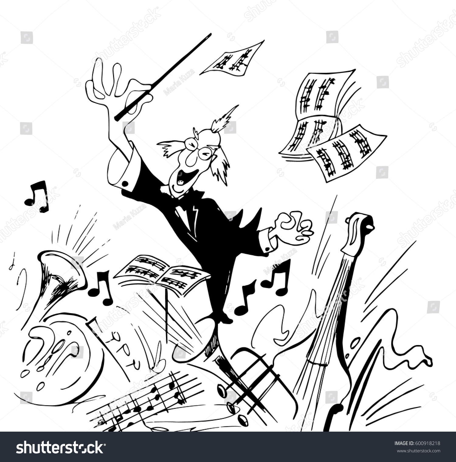 Happy Conductor Hand Drawn Vector Illustration Stock Vector (Royalty ...