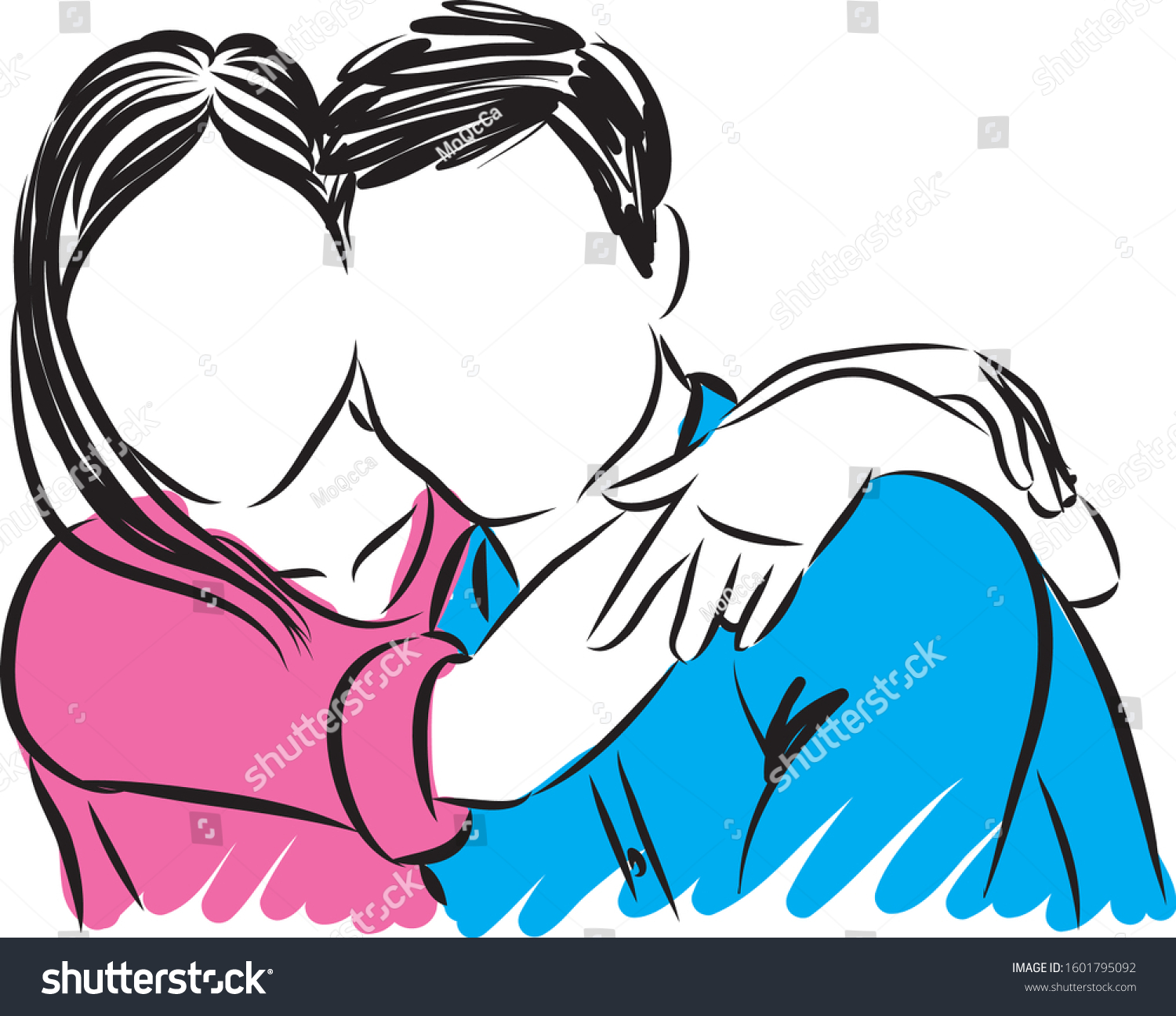 Happy Couple Hugging Vector Illustration Stock Vector (Royalty Free ...