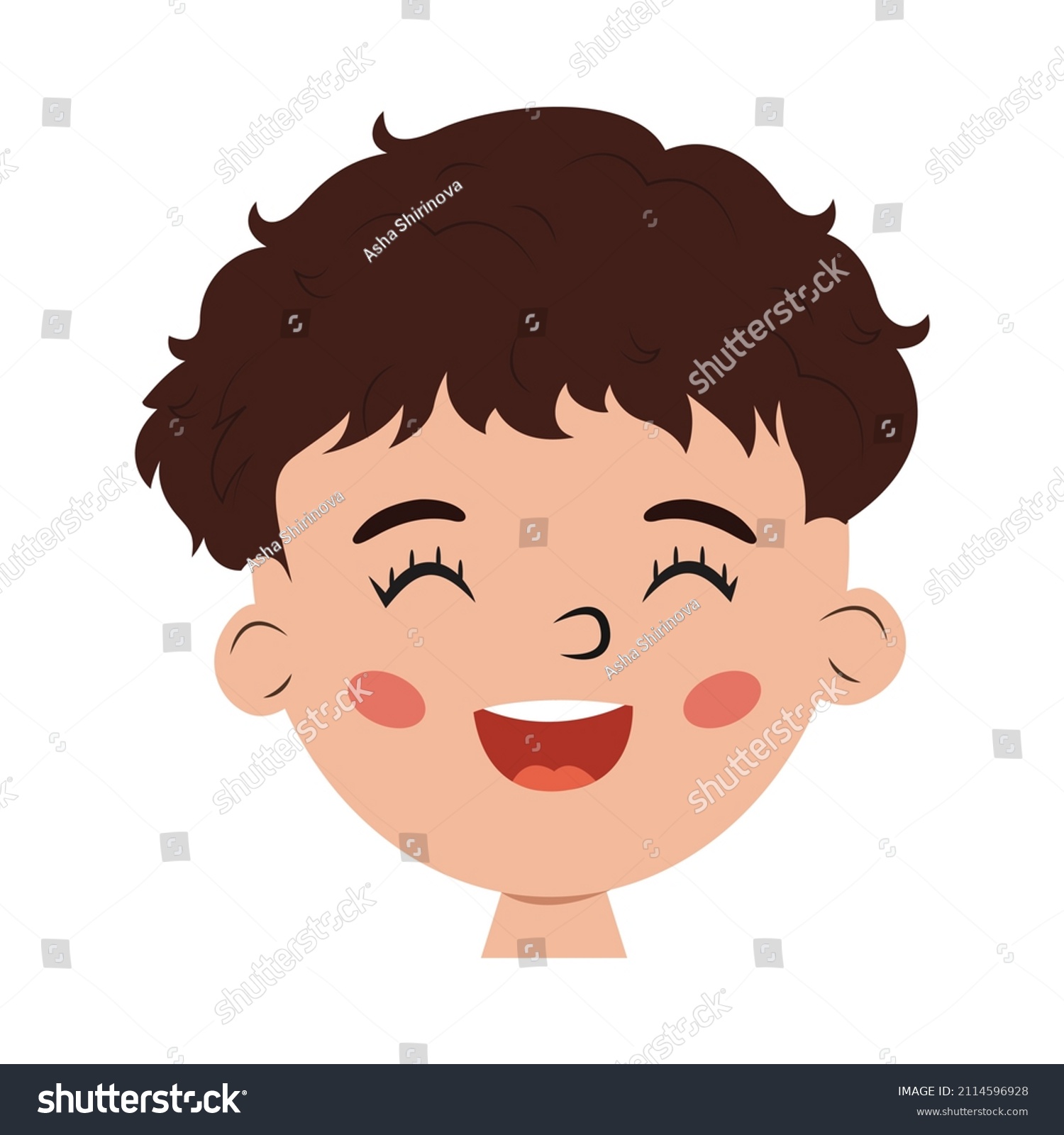Happy Cute Boy Face Vector Stock Vector (Royalty Free) 2114596928