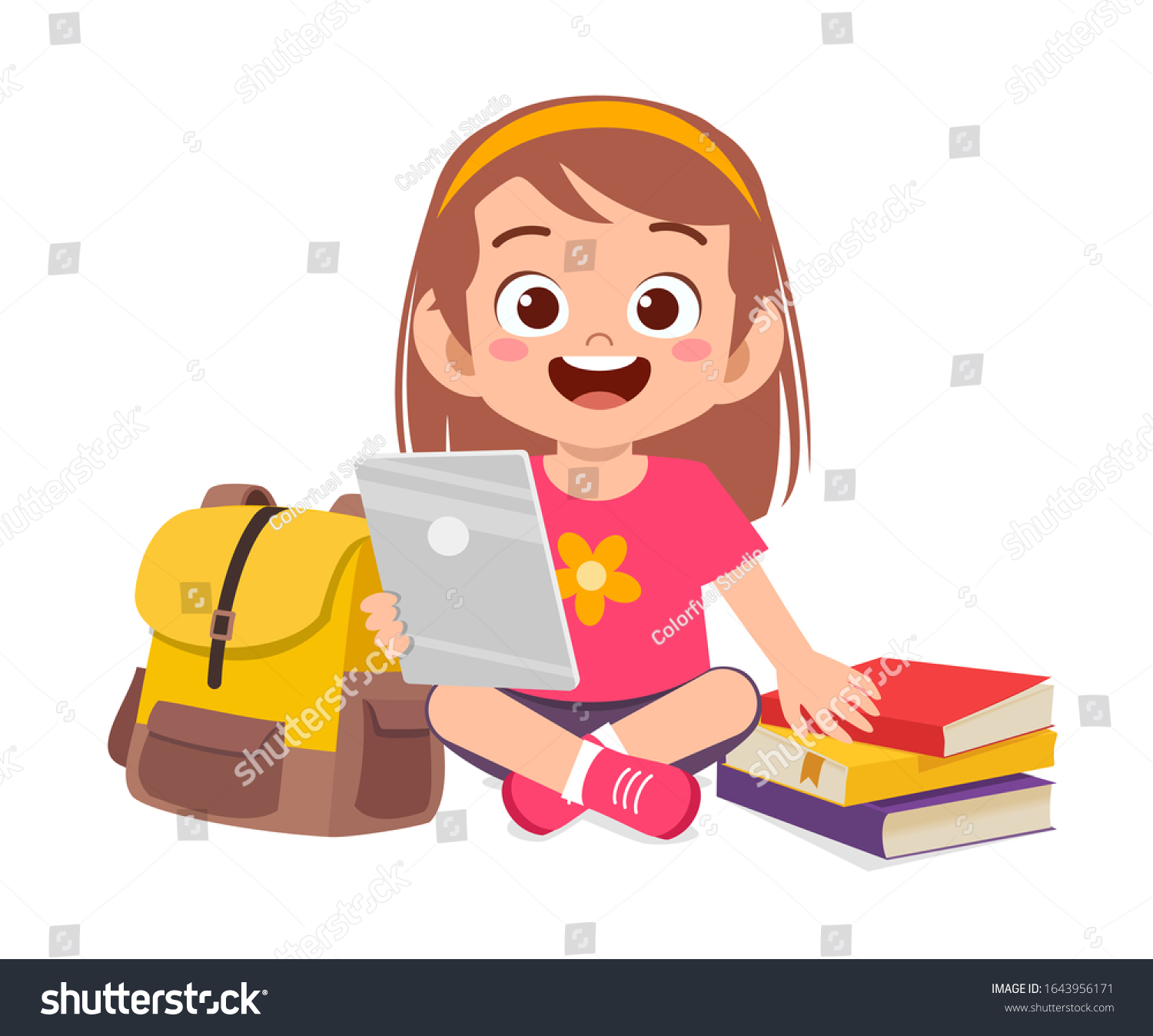Happy Cute Little Kid Boy Study Stock Vector (Royalty Free) 1643956171