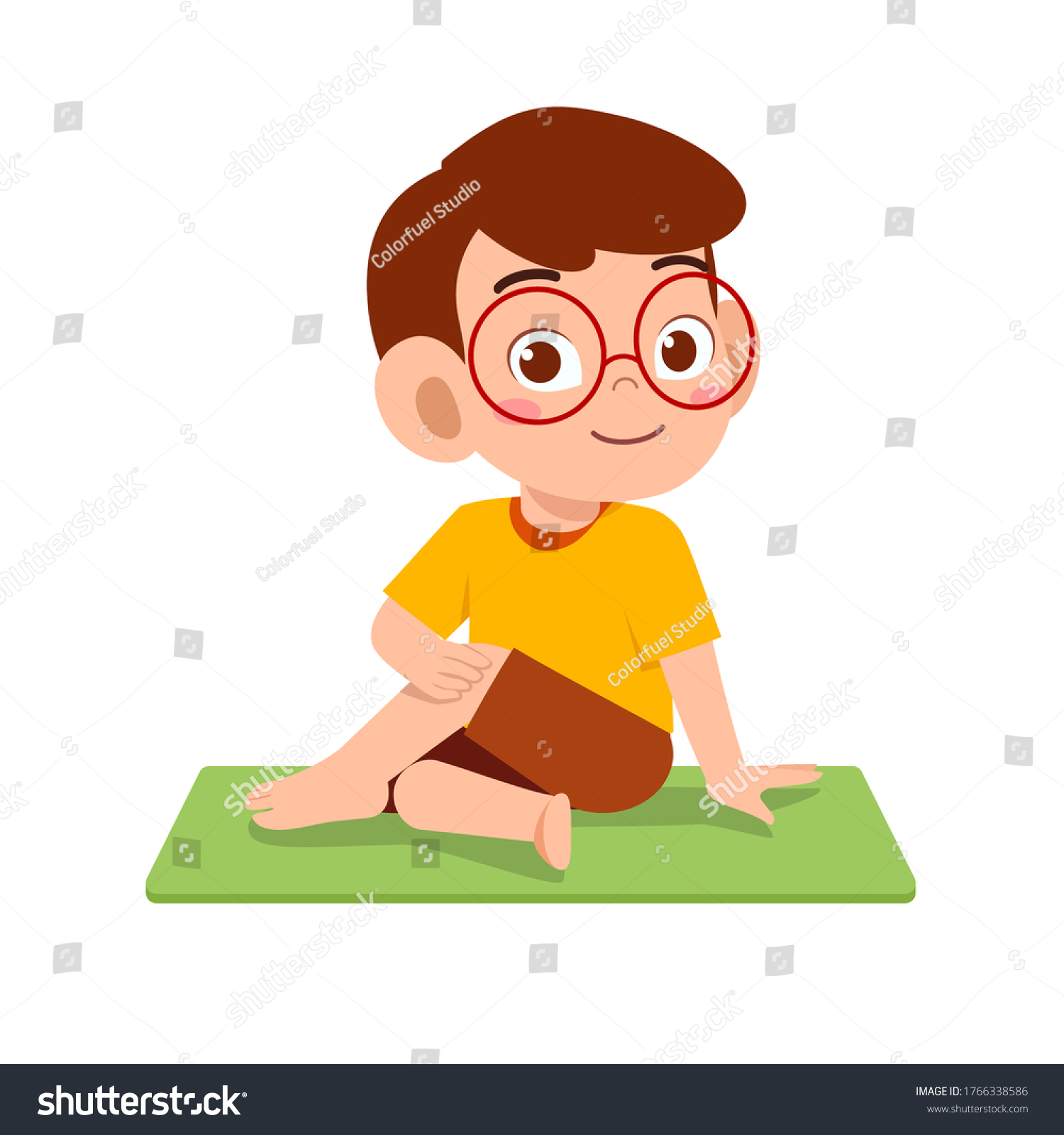 Happy Cute Little Kid Doing Exercise Stock Vector (Royalty Free ...