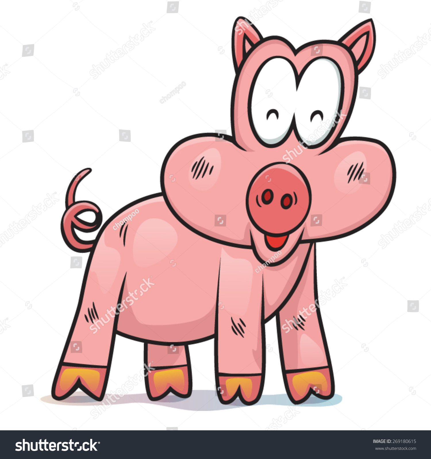Happy Cute Pig Vector Stock Vector (Royalty Free) 269180615 | Shutterstock