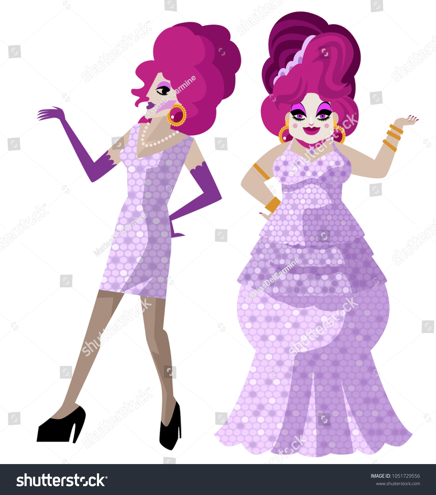 Happy Drag Queens Stock Vector (Royalty Free) 1051729556 | Shutterstock