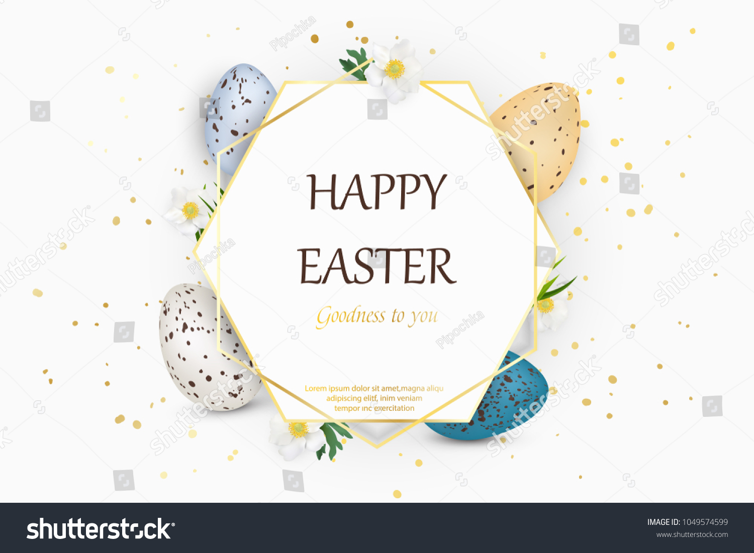 Happy Easter Background Realistic Decorated Quail Stock Vector (Royalty ...
