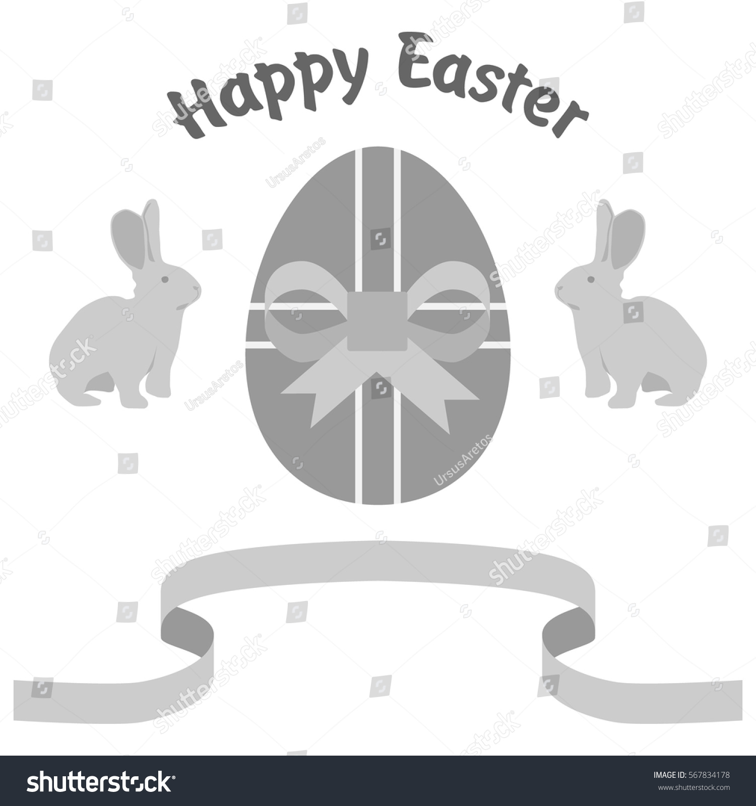 Happy Easter Bunny Egg Emblem Symbol Stock Vector (Royalty Free ...
