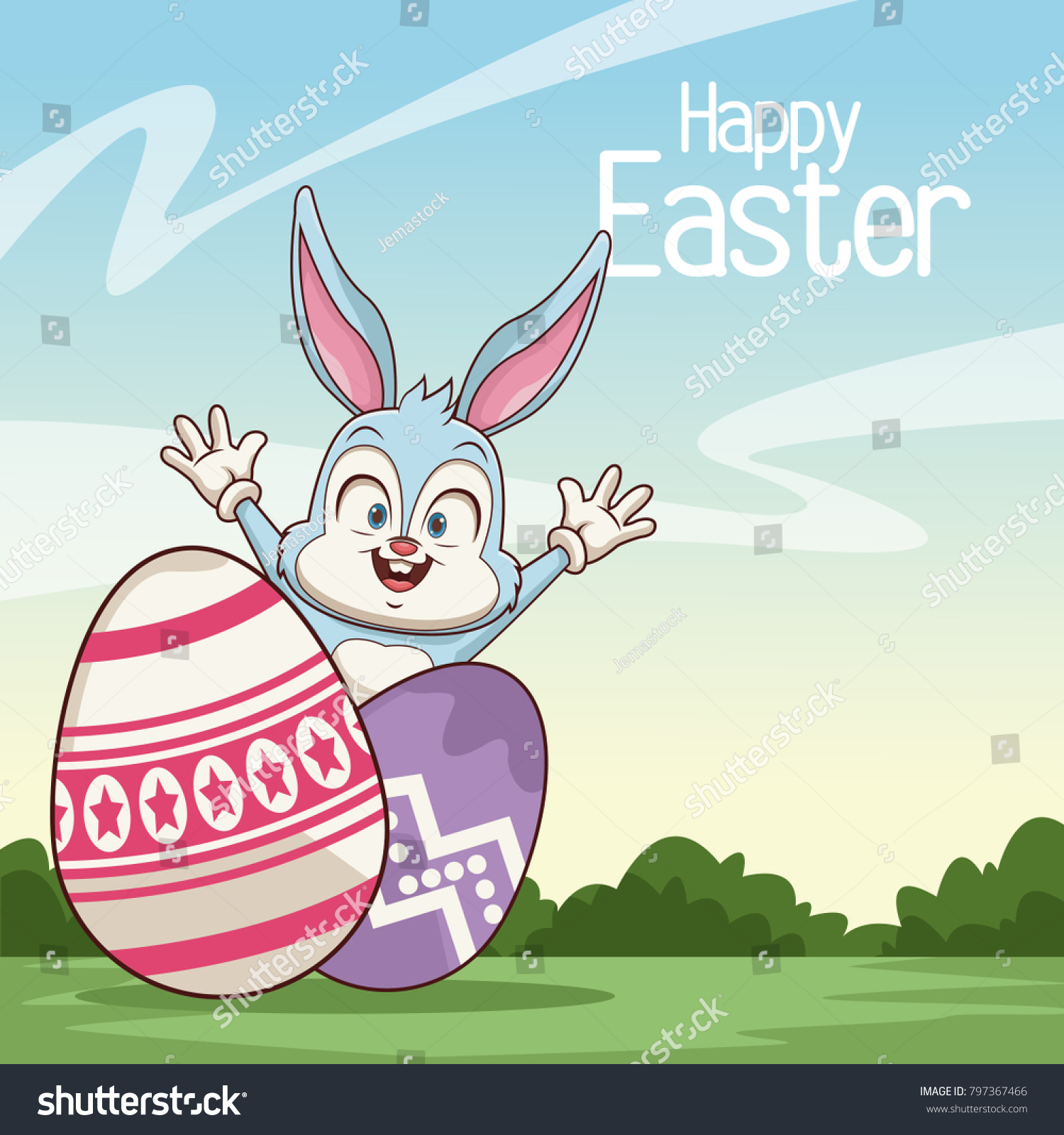Happy Easter Card Cartoon Stock Vector (Royalty Free) 797367466 ...