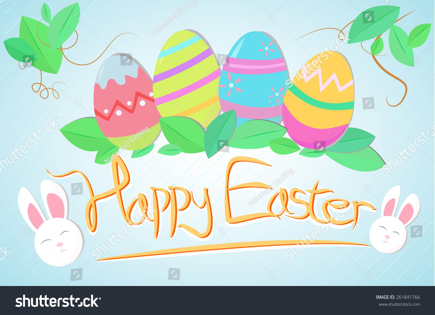 Happy Easter Card Colorful Vector Stock Vector (Royalty Free) 261841766 ...