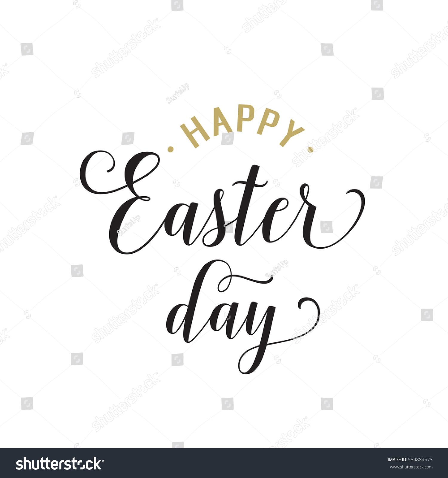 Happy Easter Day Text Greeting Card Stock Vector (Royalty Free ...