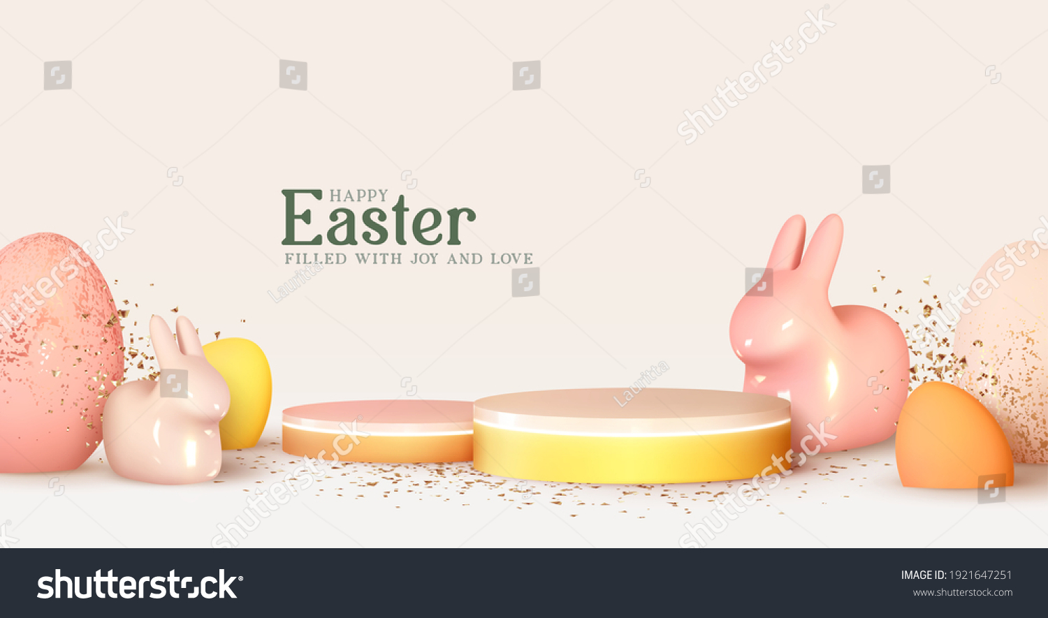 Happy Easter Design Rabbit Eggs Festive Stock Vector (Royalty Free ...