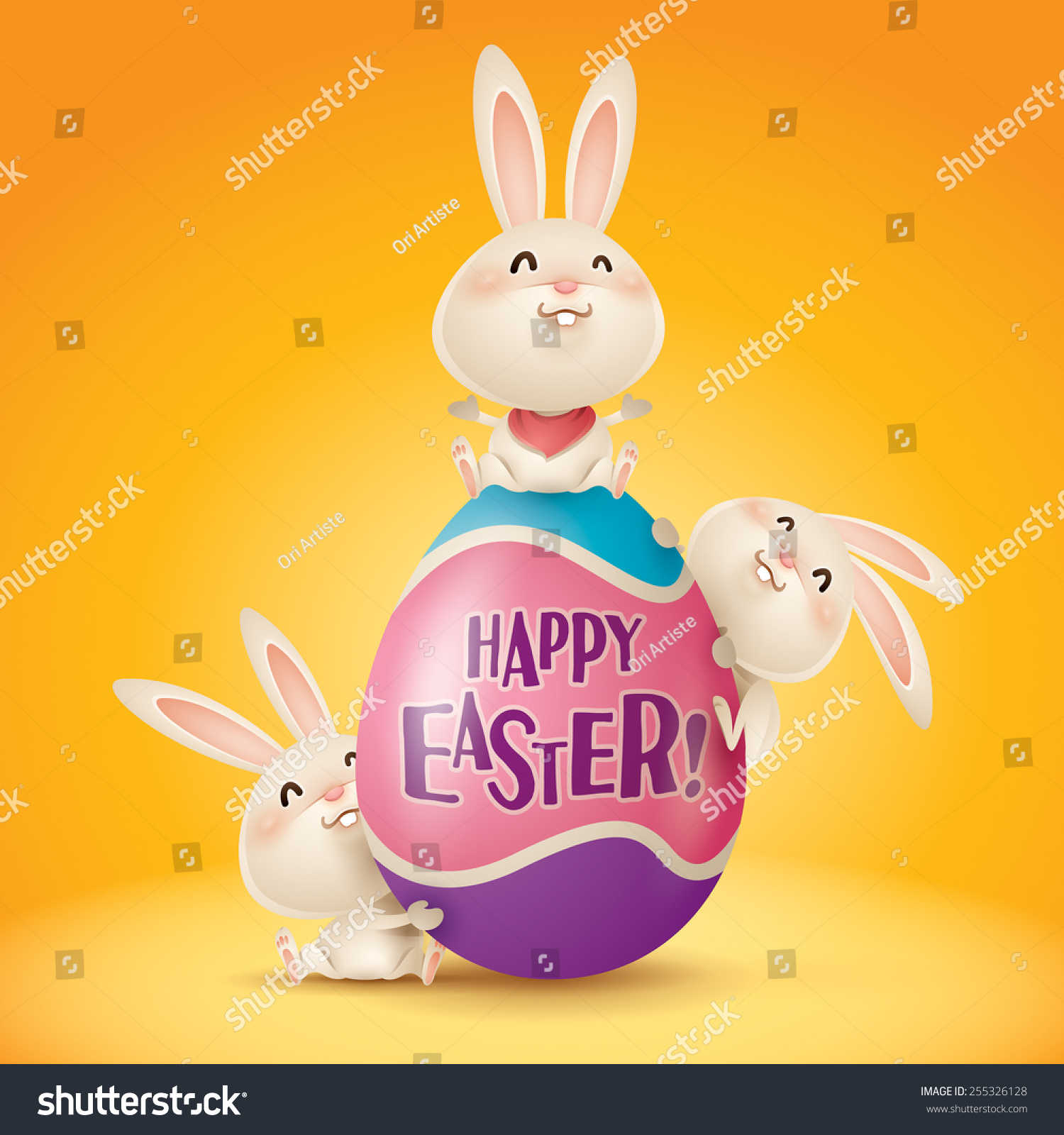 Happy Easter Easter Bunnies Egg Plain Stock Vector (Royalty Free ...