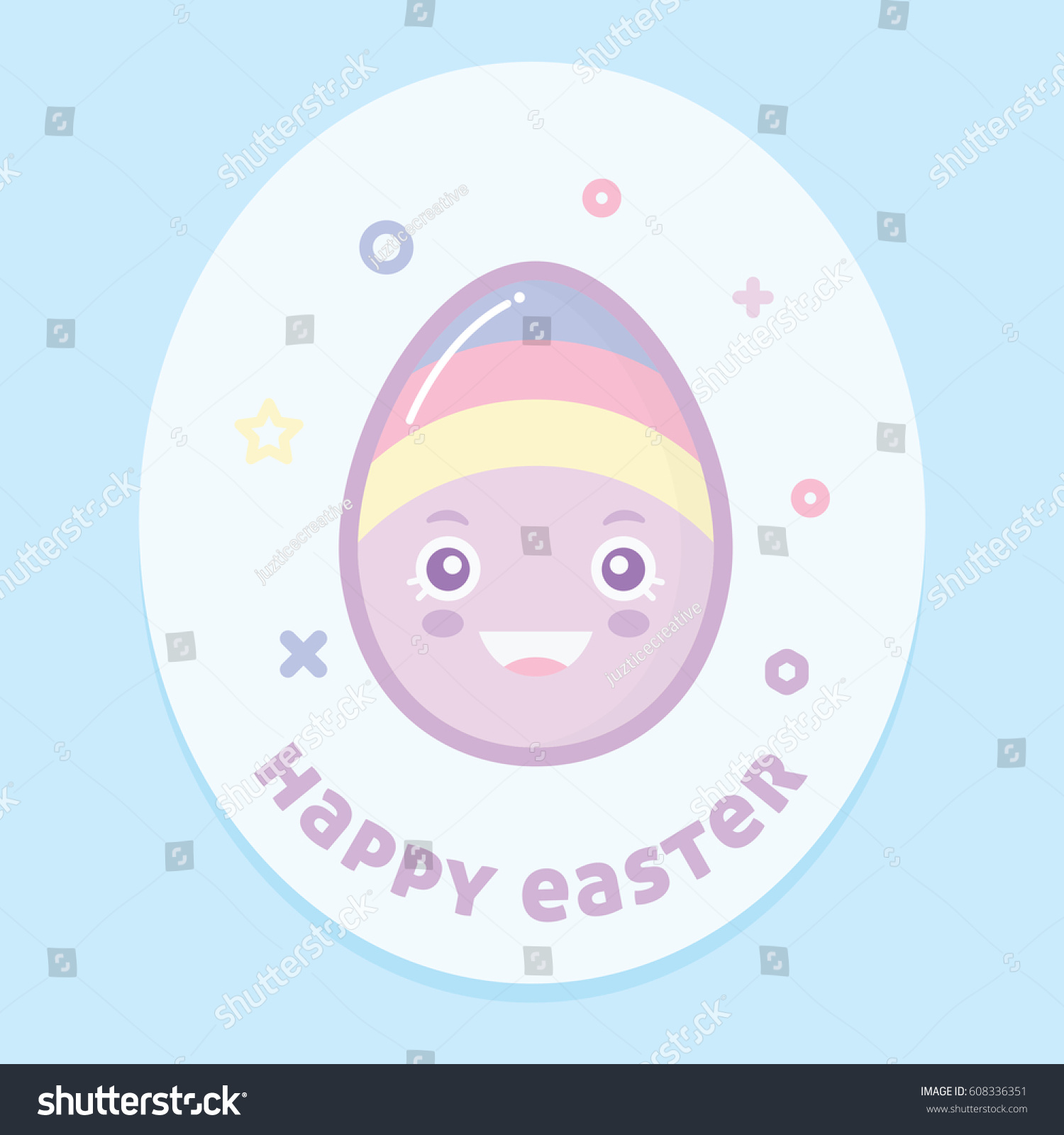 Happy Easter Egg Face Smiling Sparkles Stock Vector (Royalty Free ...